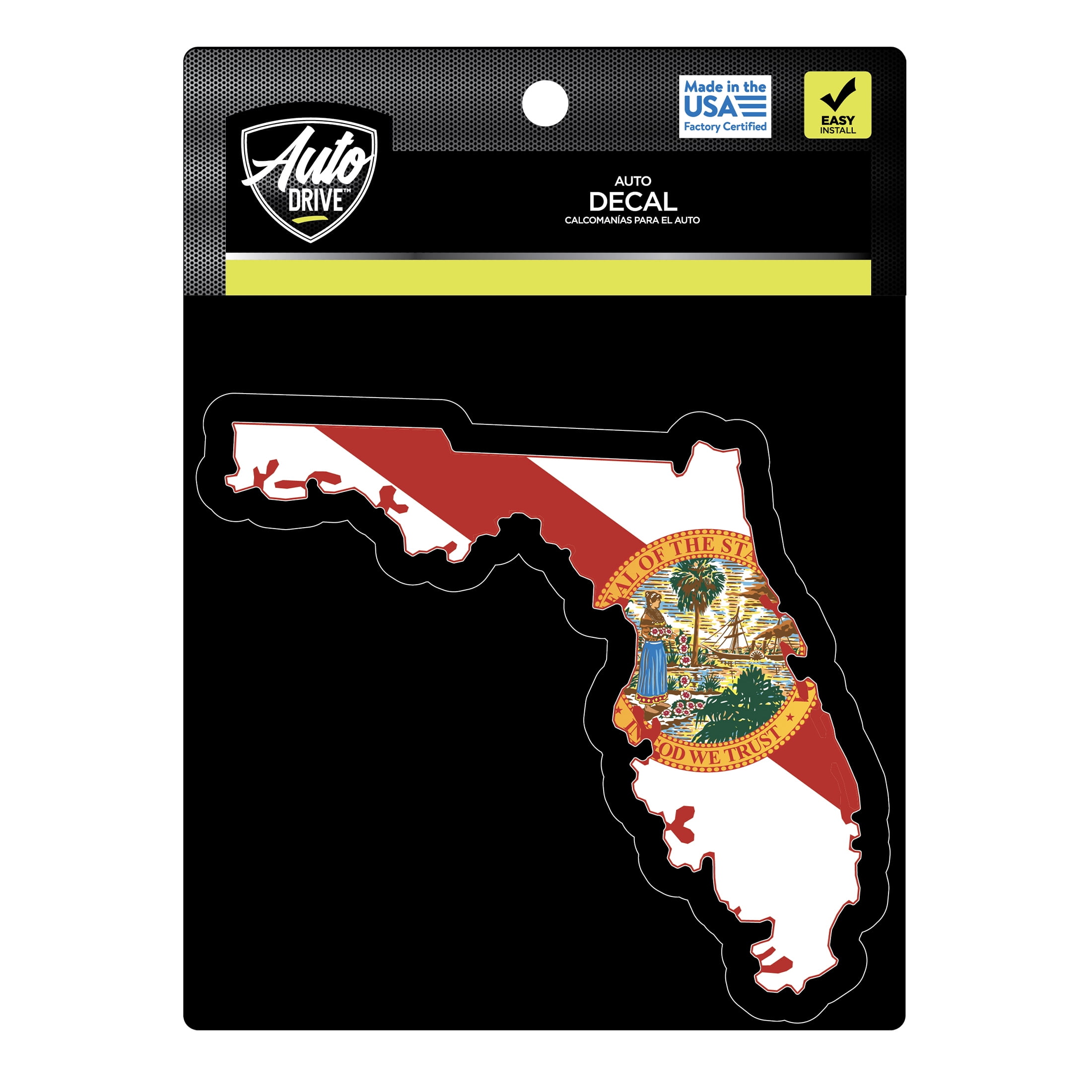 Auto Drive Florida State Vinyl Automotive Decal, Multicolor, 5” x 5.5 ...