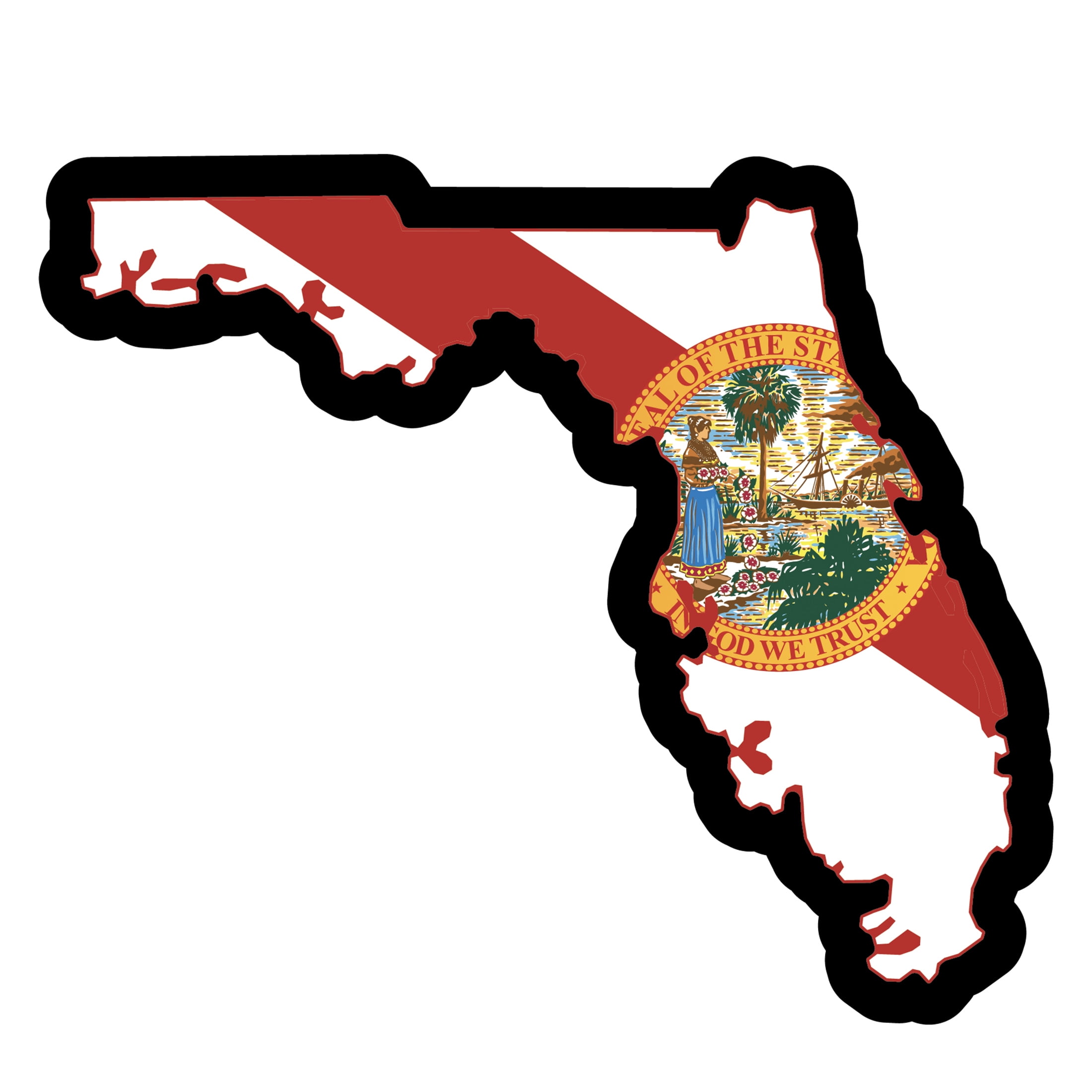 Auto Drive Florida State Vinyl Automotive Decal, Multicolor, 5” x 5.5 ...