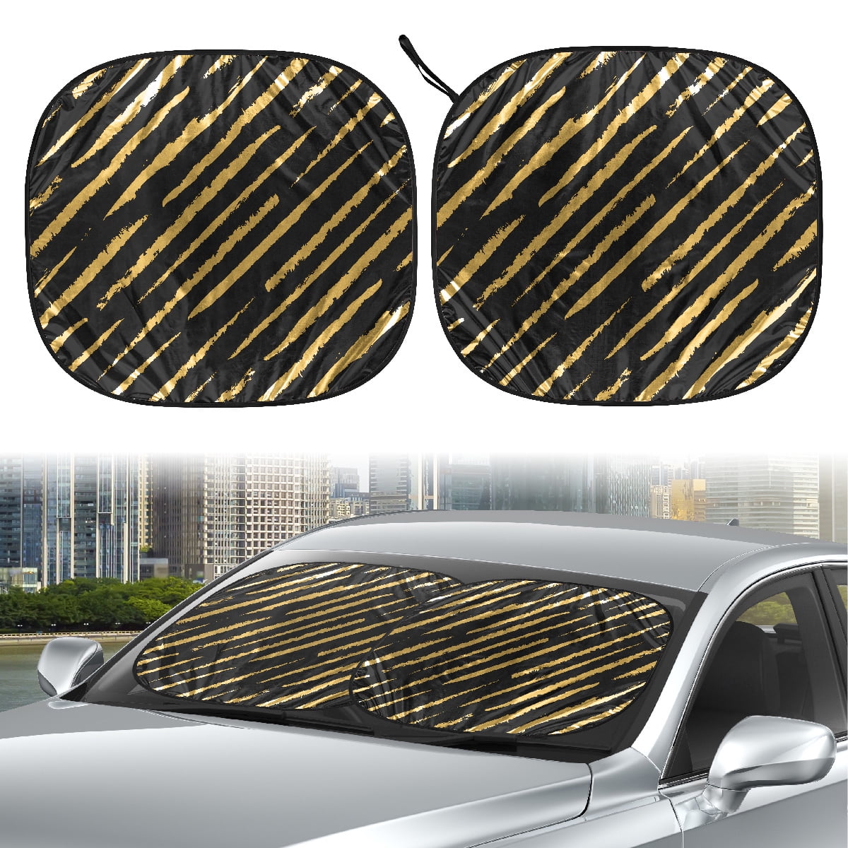 Auto Drive Universal Golden Stripes Car Windshield Sun Shade Pack of 6 ...