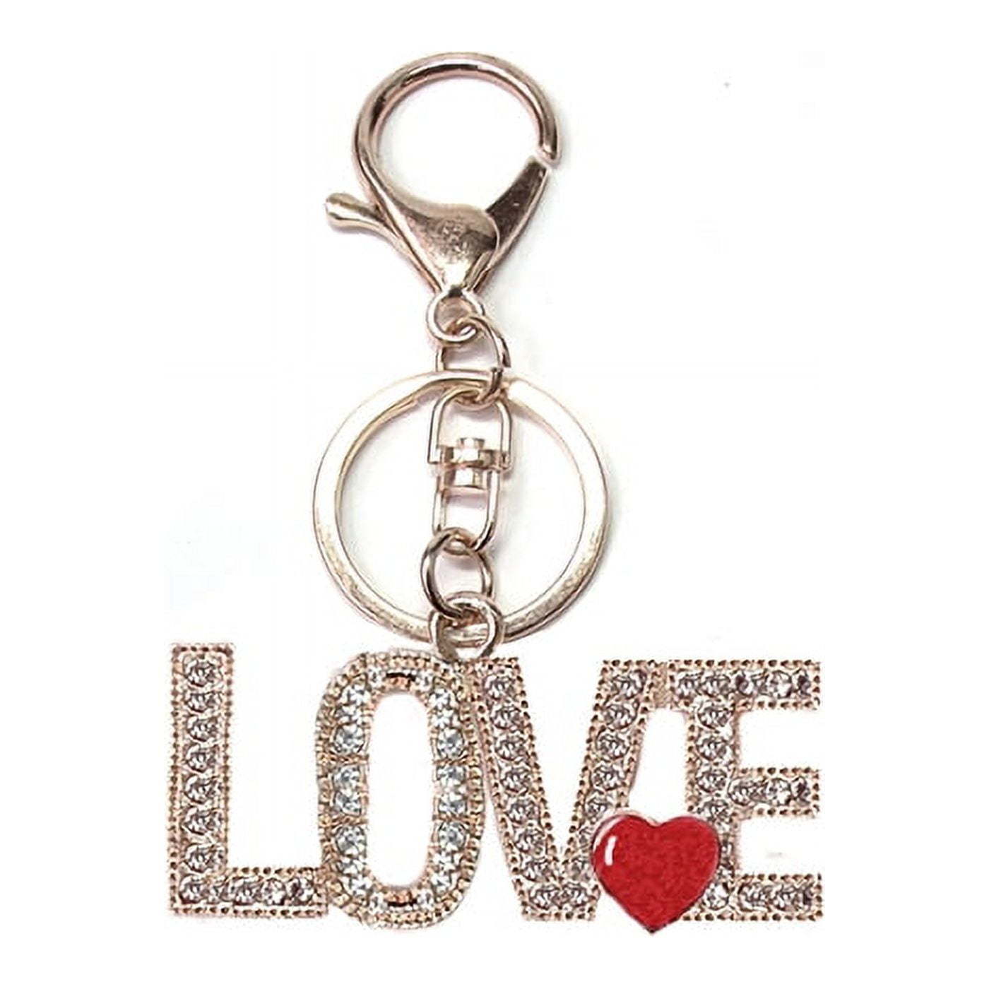 Auto Drive Key Ring Rhinestone Heart Keychain, Rose Gold/Crystal ...