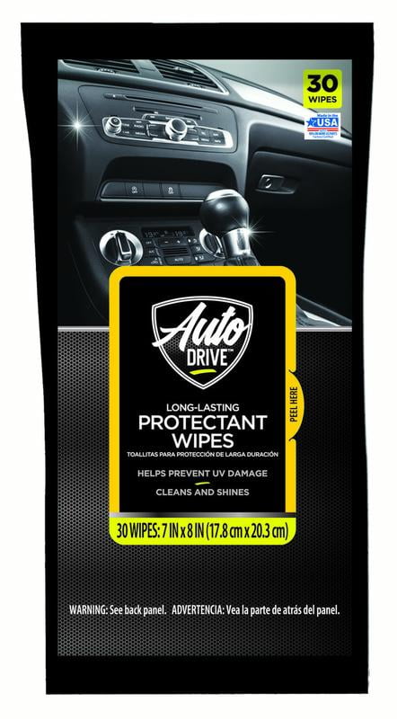 Auto Drive Long Lasting Protectant Wipes - 30 Count Car Cleaning UV ...