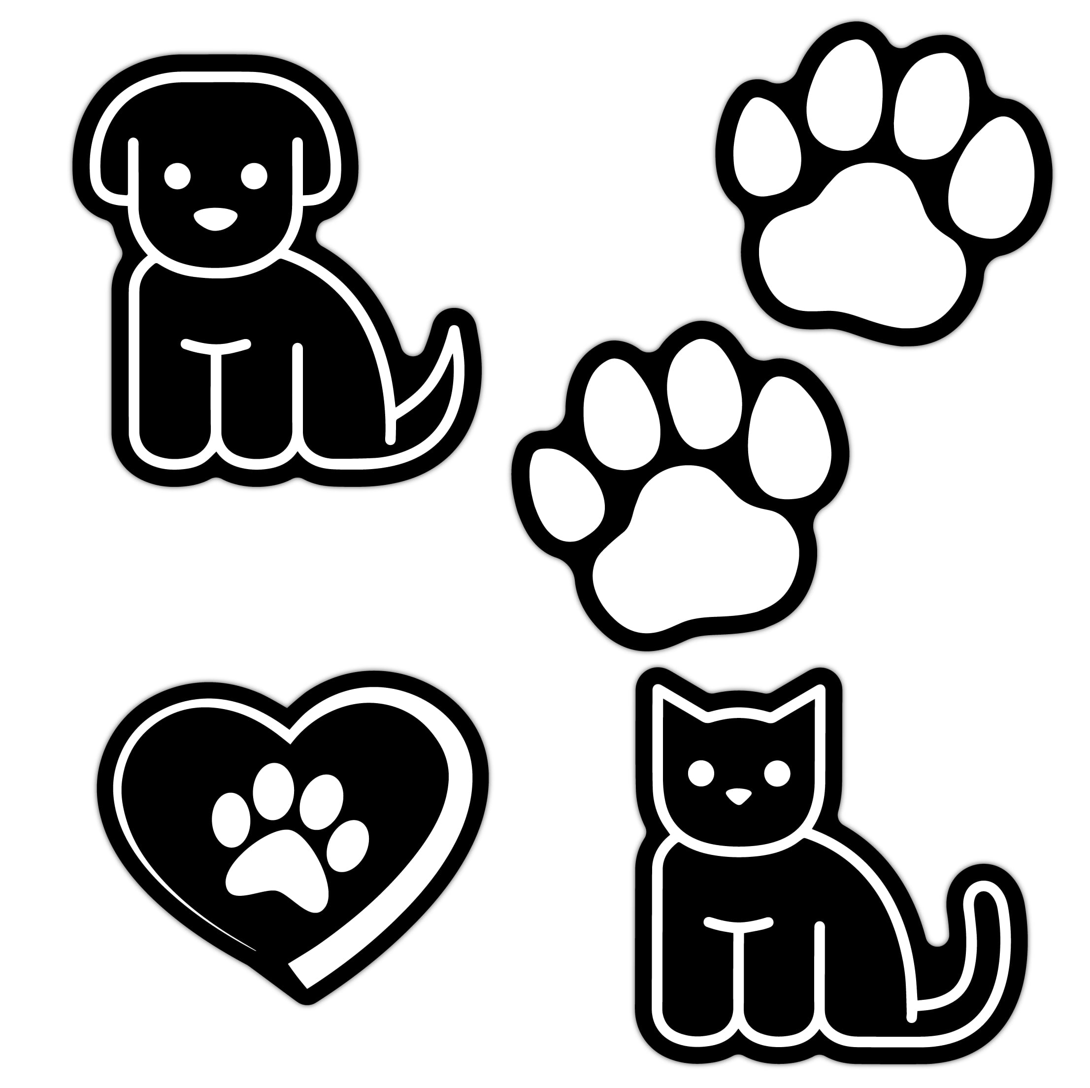 Auto Drive Pet Vinyl Car Decal Set Black and White 4 All-Weather ...