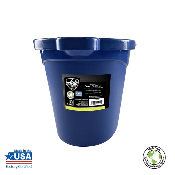 Auto Drive Plastic 12-Quart Oval Bucket, Blue - Walmart Business Supplies
