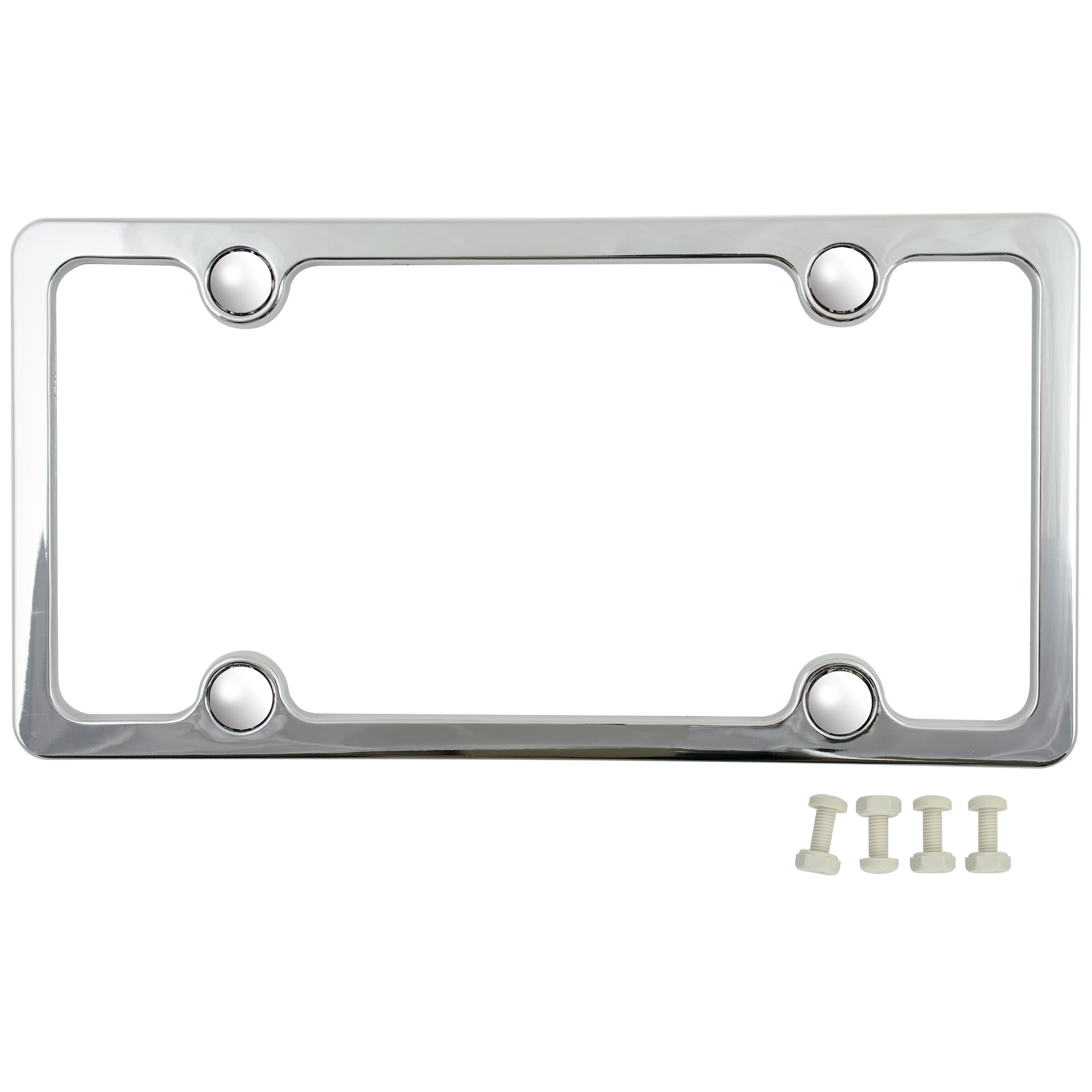 Auto Drive Chrome Plastic License Plate Frame with Fasteners - Walmart.com