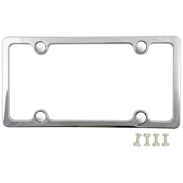 Auto Drive Plastic License Plate Frame with Fasteners, Chrome - Walmart.com