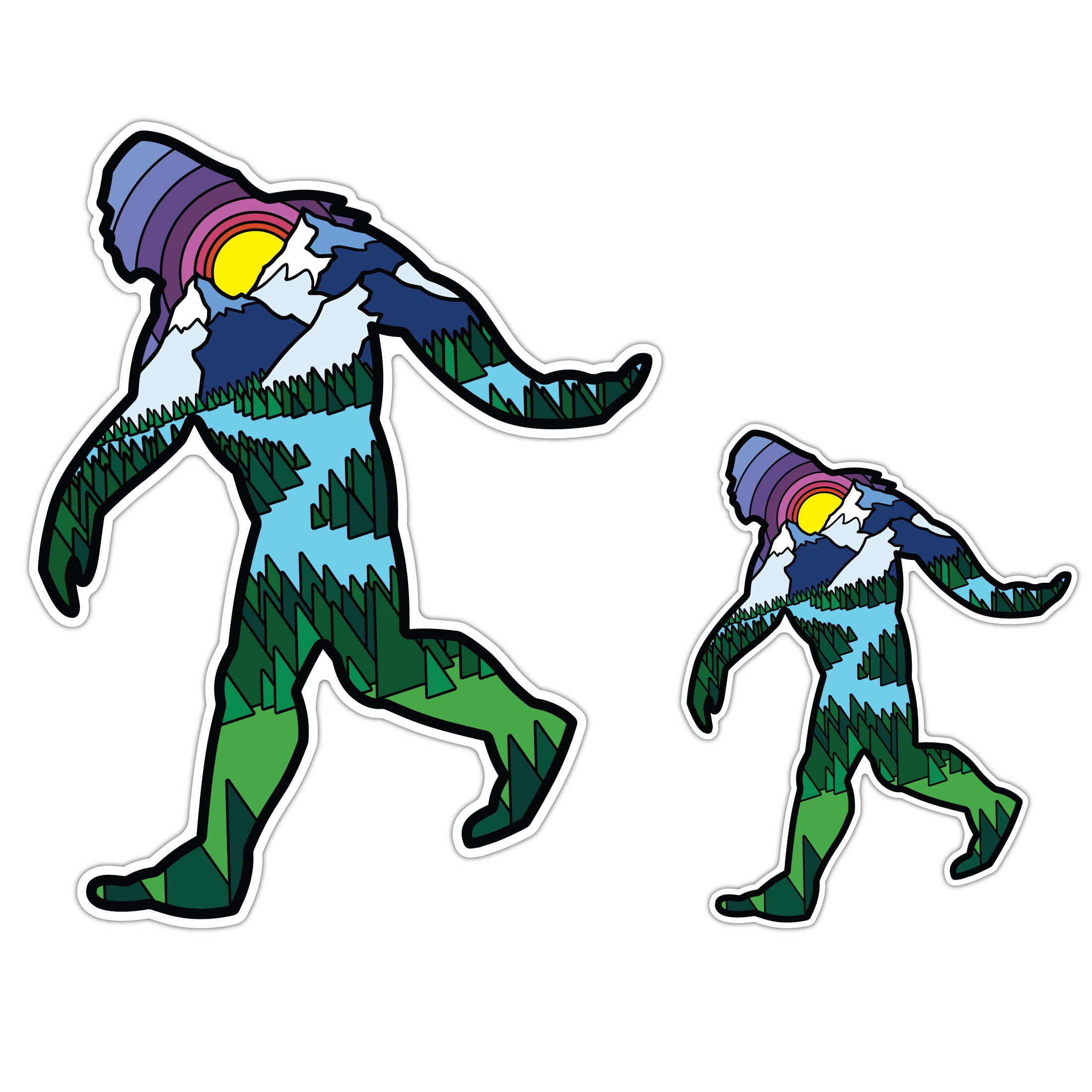 Auto Drive Sasquatch Vinyl Car Decals Set of 2 Outdoor Rated Blue Green ...
