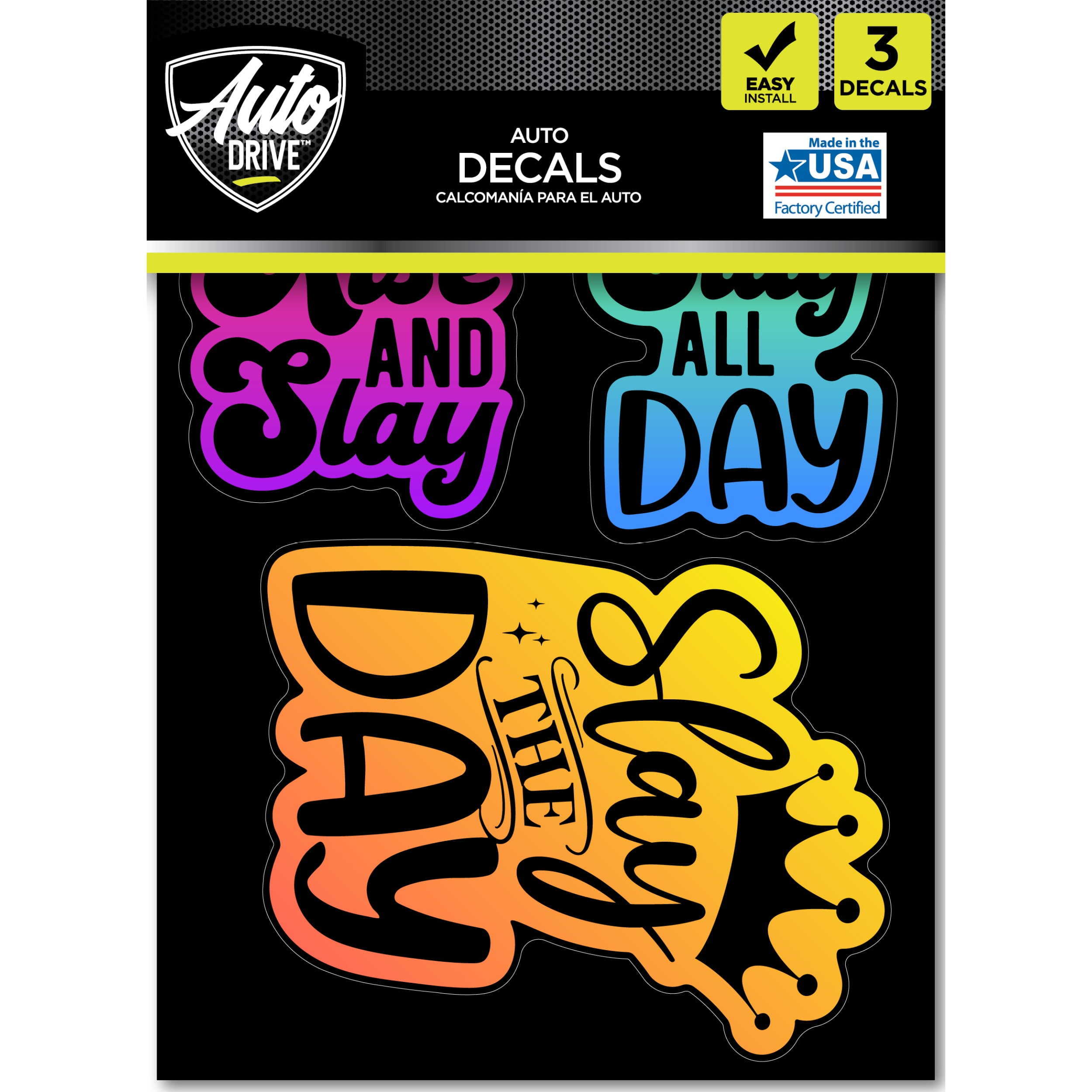 Auto Drive Slay The Day Decals Set of 3 Vinyl Car Stickers - Vibrant ...