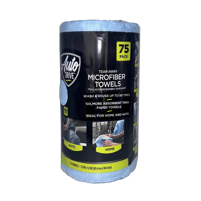 Auto Drive Tear Away Car Wash Microfiber Towel Roll, Multipurpose 75 ...