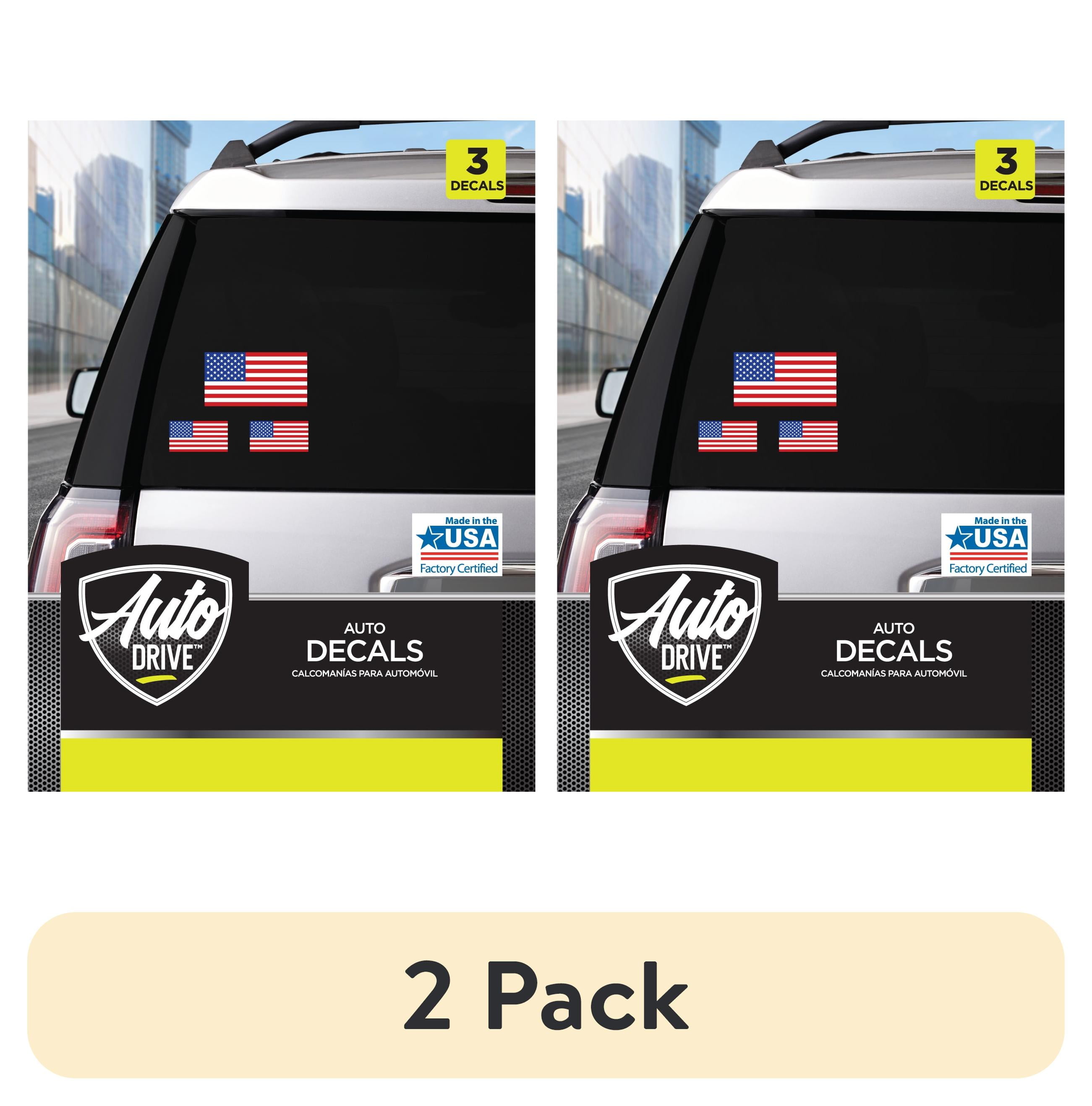 (2 pack) Auto Drive USA Flag Car Stickers Set of 3 Vinyl Decals Red ...