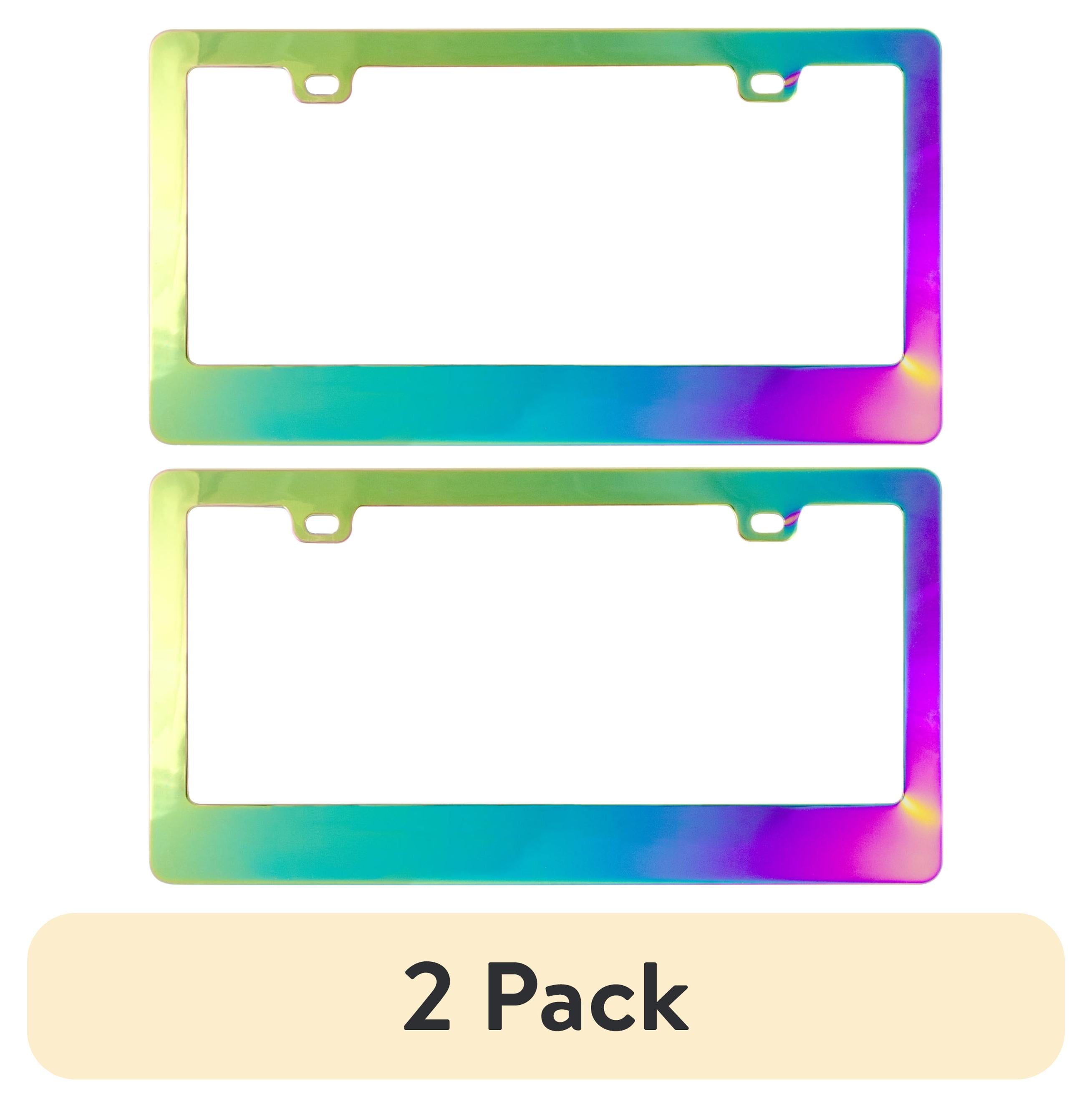 (2 pack) Auto Drive Universal Chrome Metal License Plate Frame ...