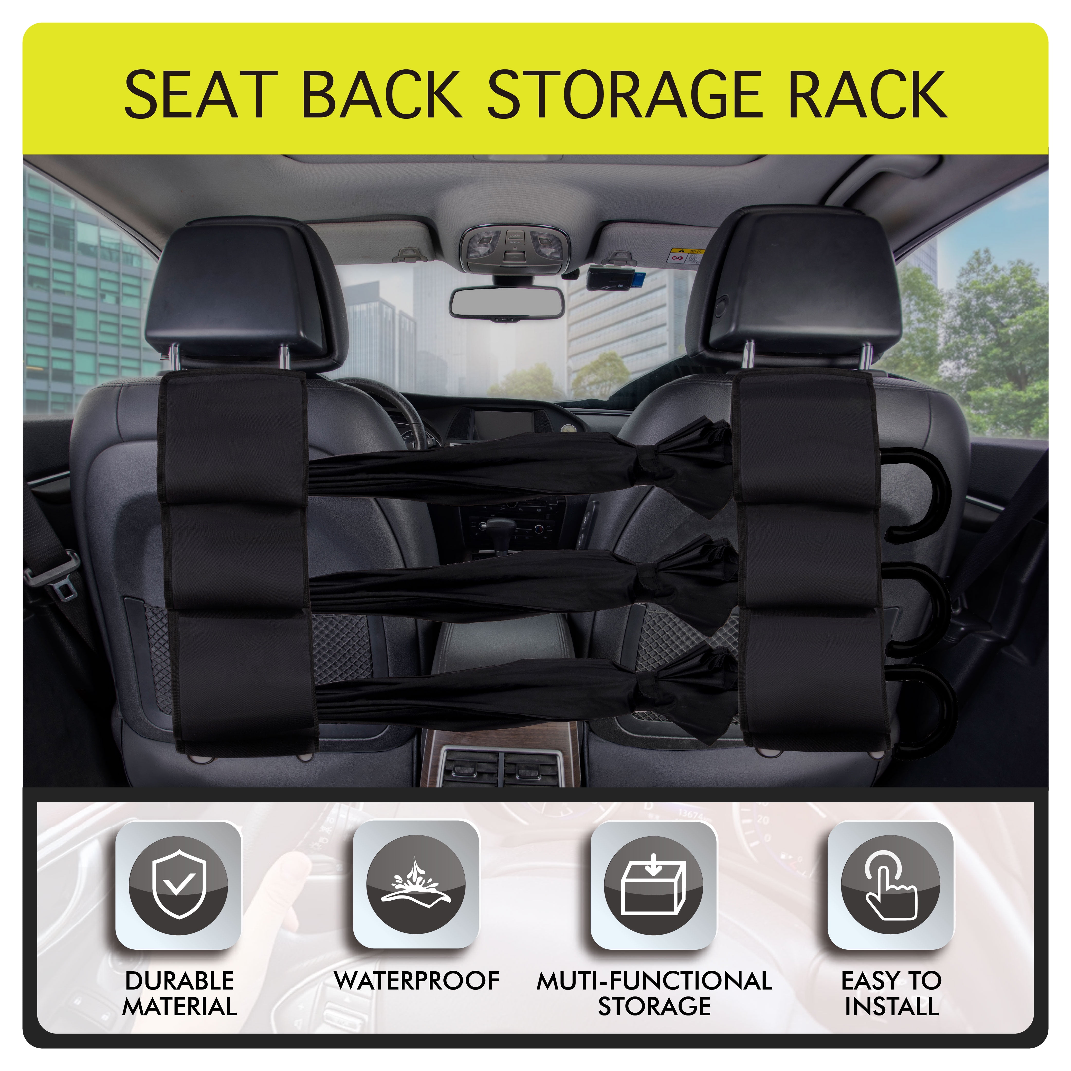 Auto Drive Universal Fit Car Back Storage Rack, Black, Set of 2, Fit ...