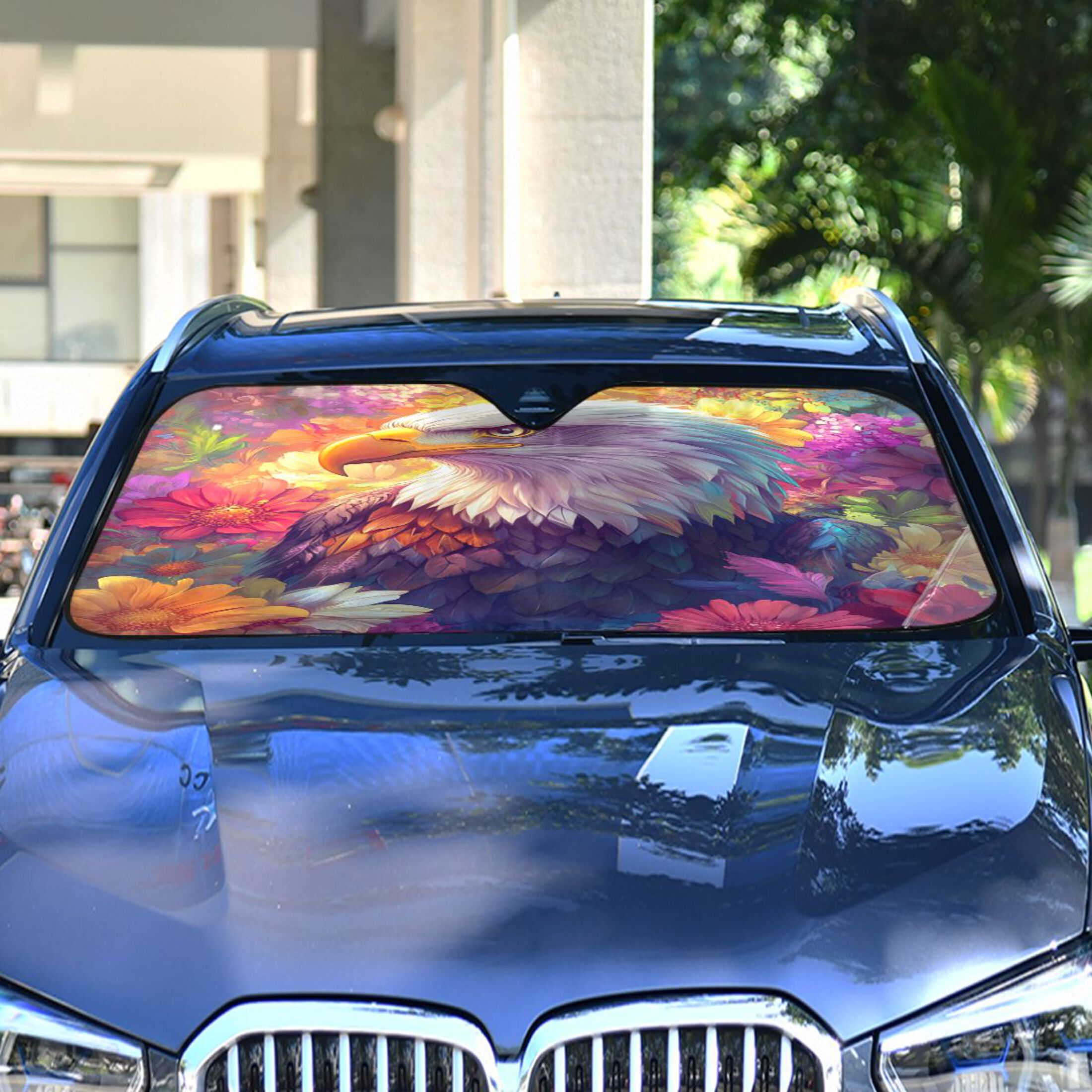 Auto Drive Vehicle's Windshield Fit Raptor Surrounded by Flowers ...