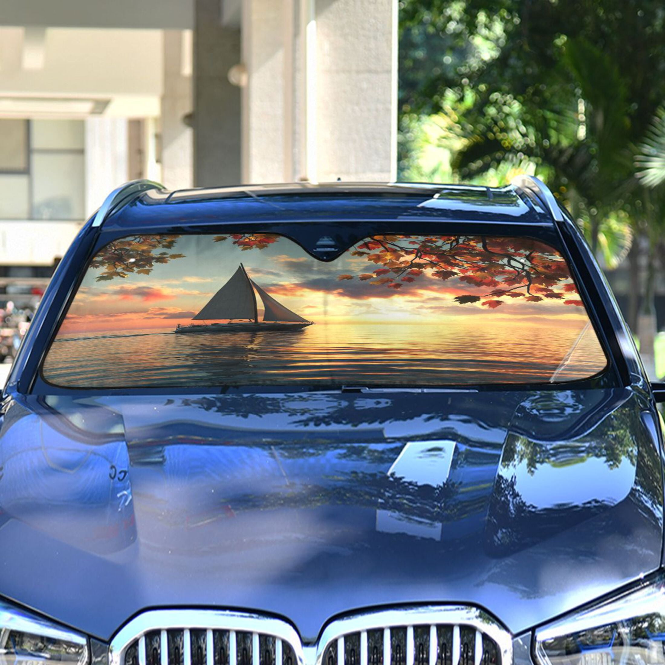 Auto Drive Vehicle's Windshield Fit Scenery Of Sailboat Accordion Sun ...