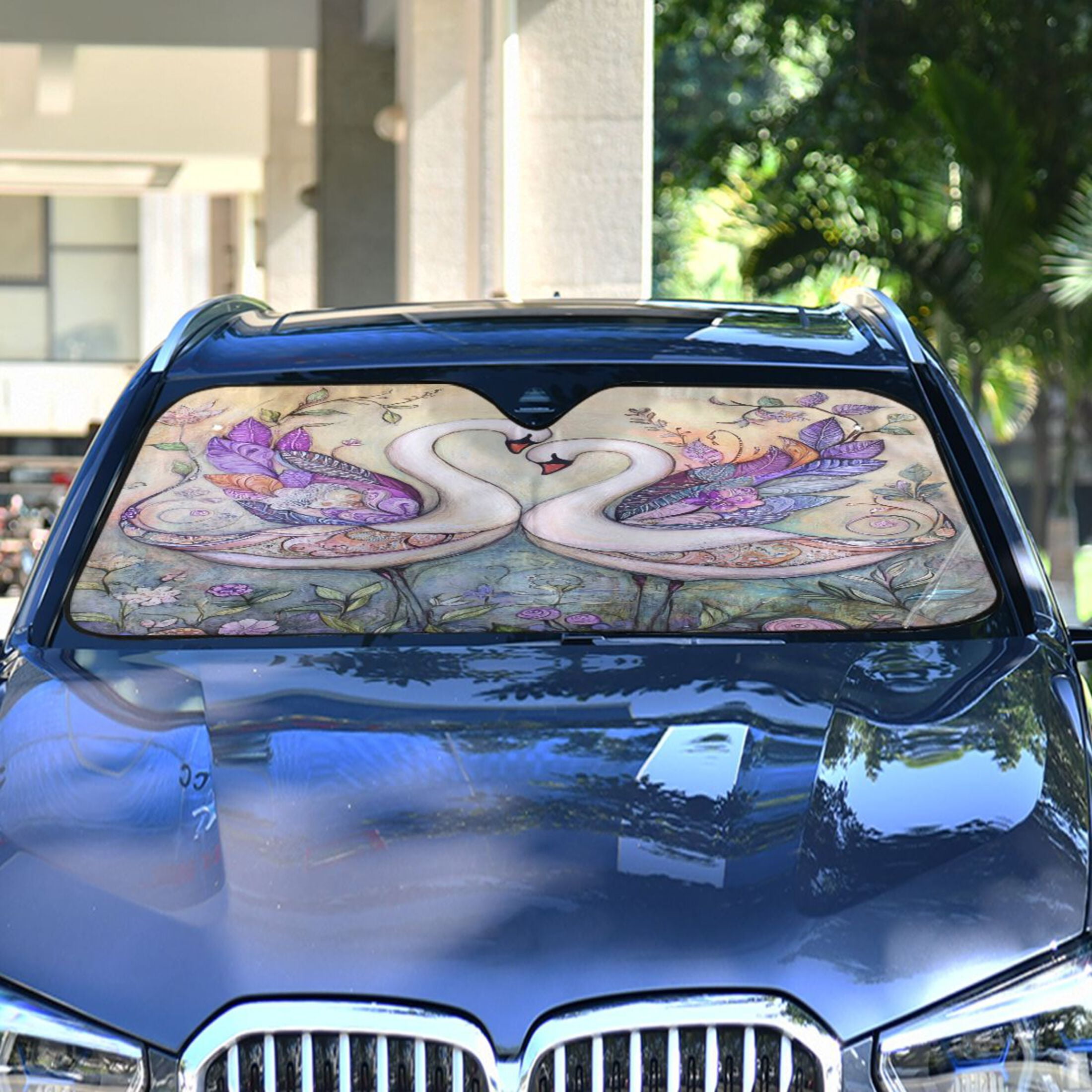 Auto Drive Vehicle's Windshield Fit Swan Embrace Accordion Sun ...