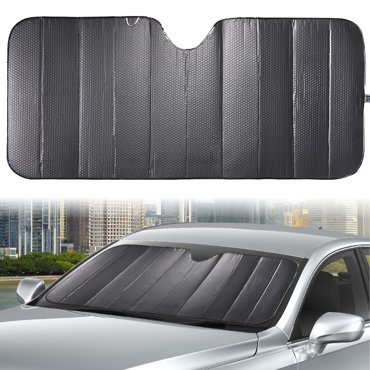 Auto Drive Windshield Black Accordion Sunshade for Models Sedan SUV ...