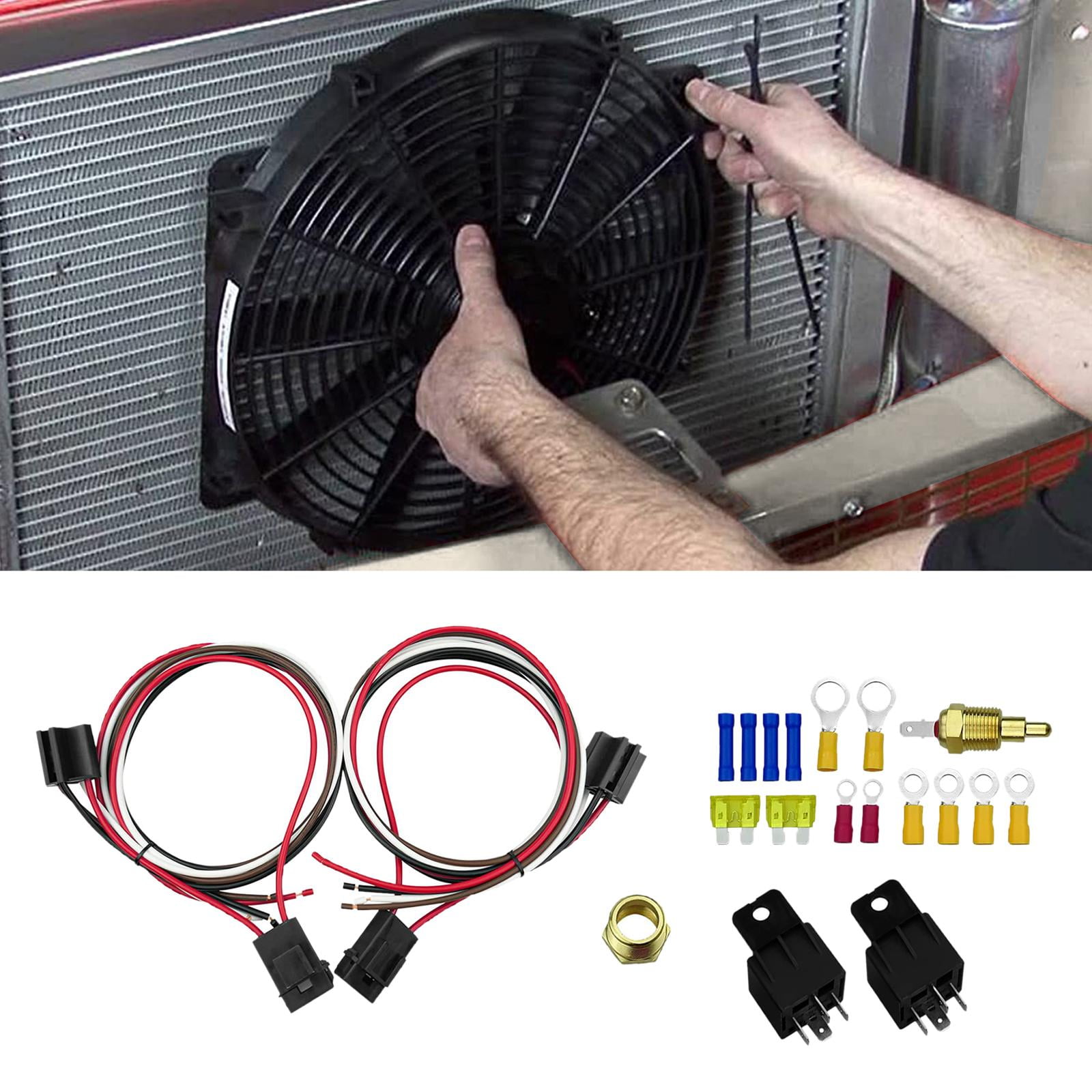 Auto Dual Cooling Fan Relay Kit 185 On 175 Off 40 Amp Relay Thermostat ...