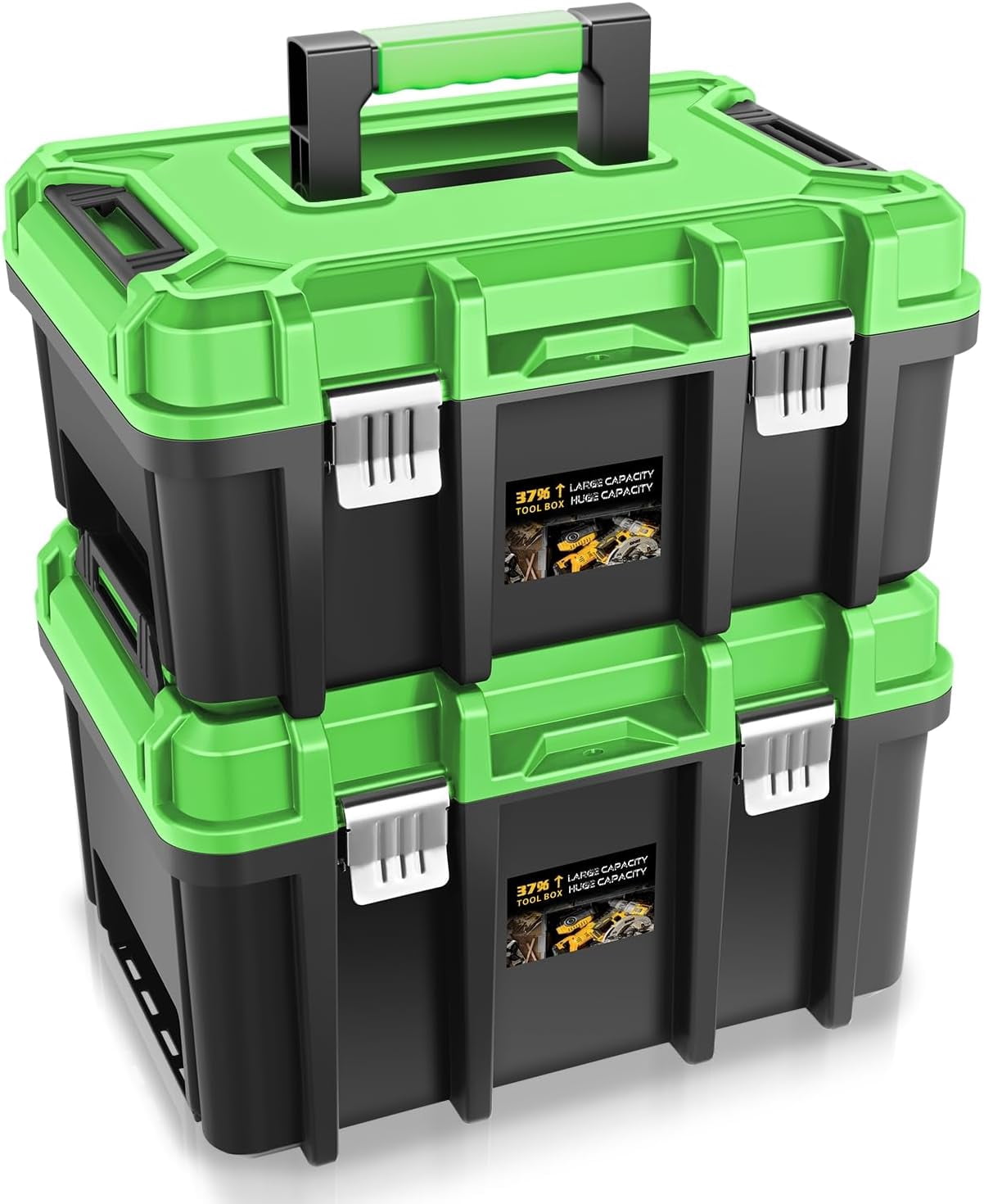 Auto Dynasty 17-Inch Tool Box, 2Pcs Toolboxes Organizer Storage with ...