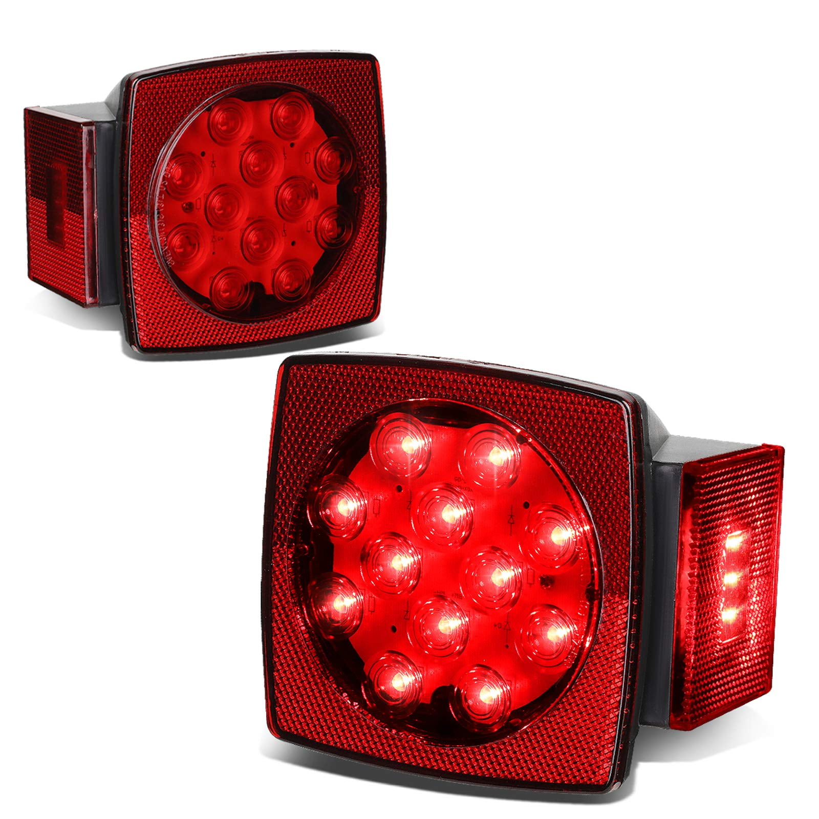 Auto Dynasty 2PCS 12V IFF17 Submersible Square Led Light, Red LED Stop ...