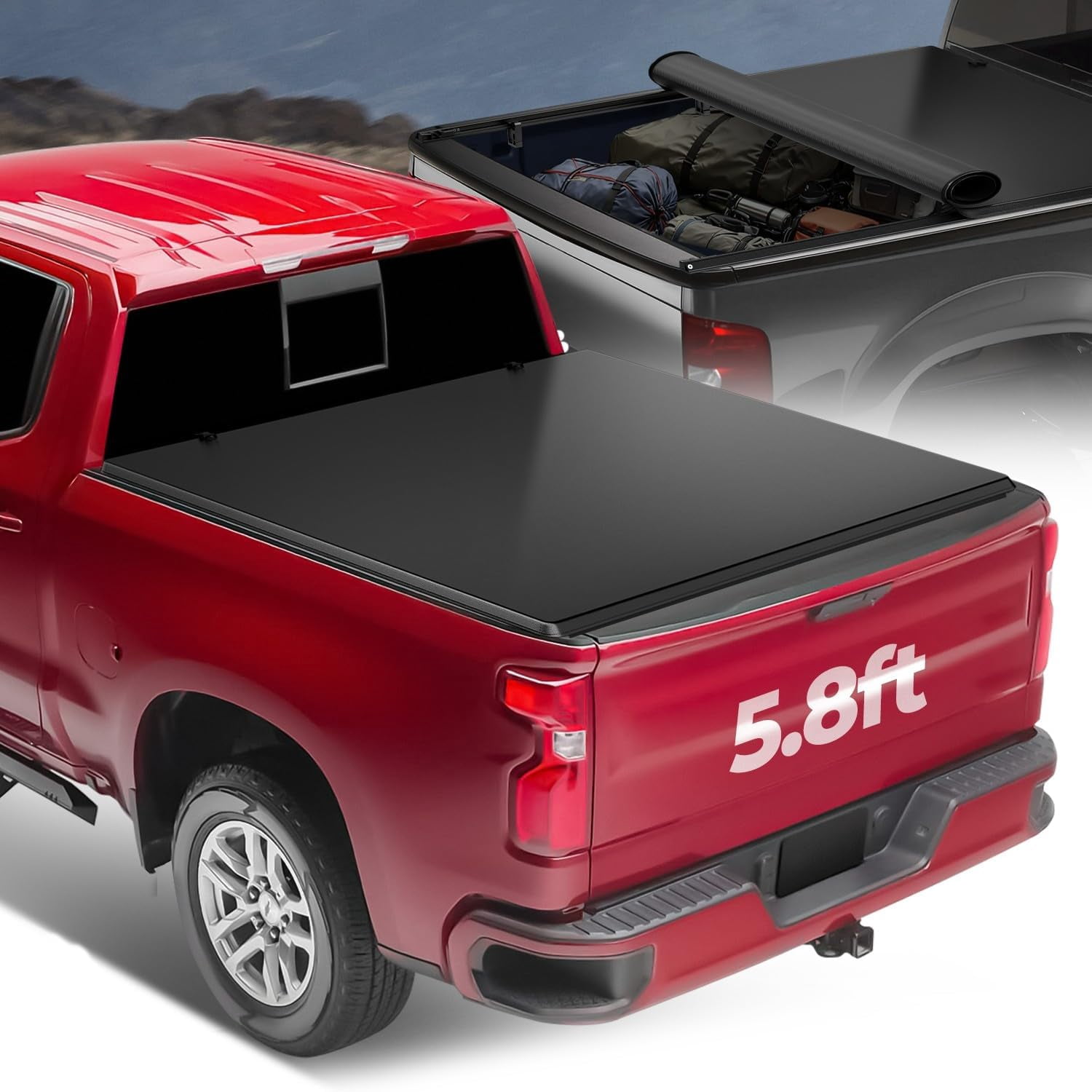 Auto Dynasty Soft Roll-up Truck Bed Tonneau Cover Compatible with 2019 ...