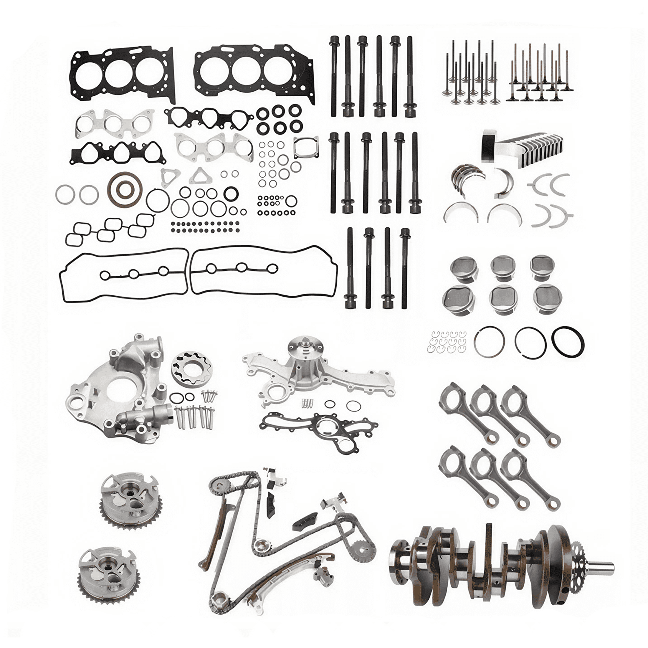 Auto Engine Rebuild Kit Bearing Head Gasket Set Piston Timing Chain Kit ...