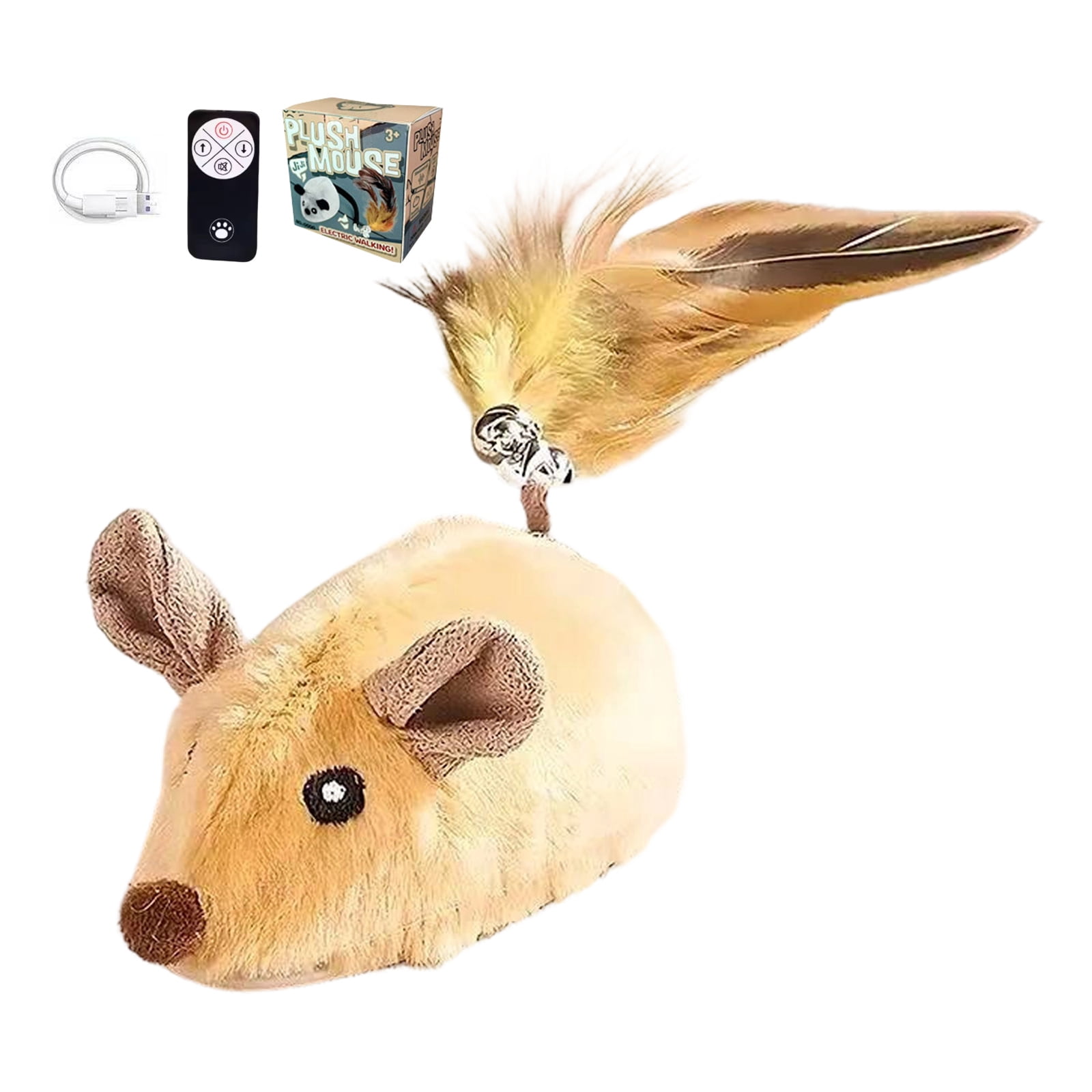 Auto Escaping Pet Toy With Long Tail Noise Maker Plush Indoor Outdoor ...