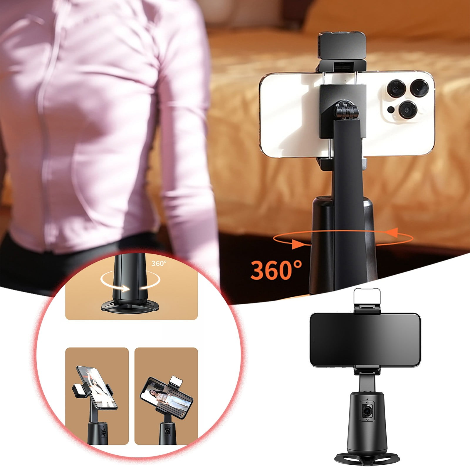 Auto Face Tracking Tripod,360°Rotation Phone Camera Mount Smart Shooting Holder with Remote ...