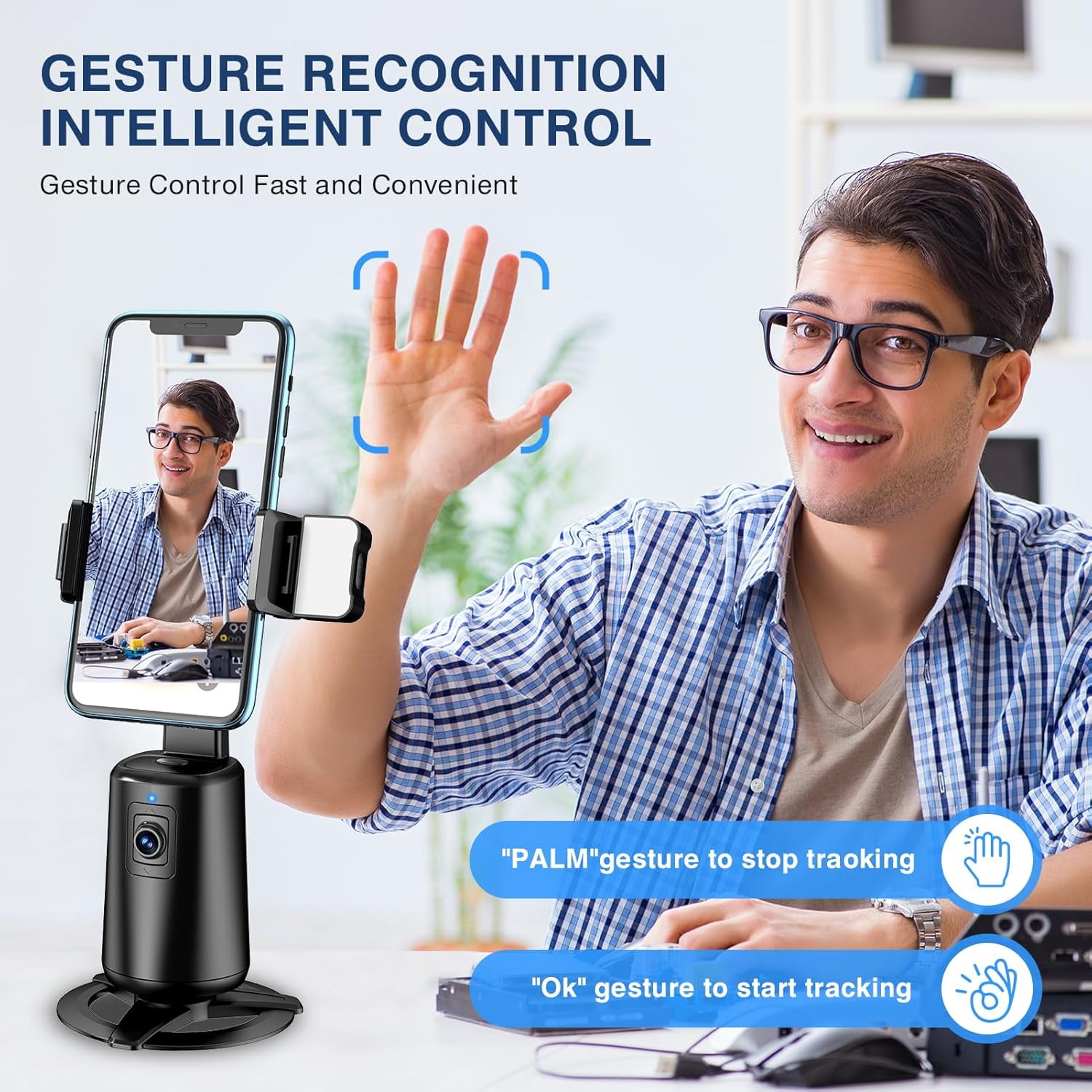Auto Face Tracking Tripod Rotating Cell Phone Photo and Video Kits ...