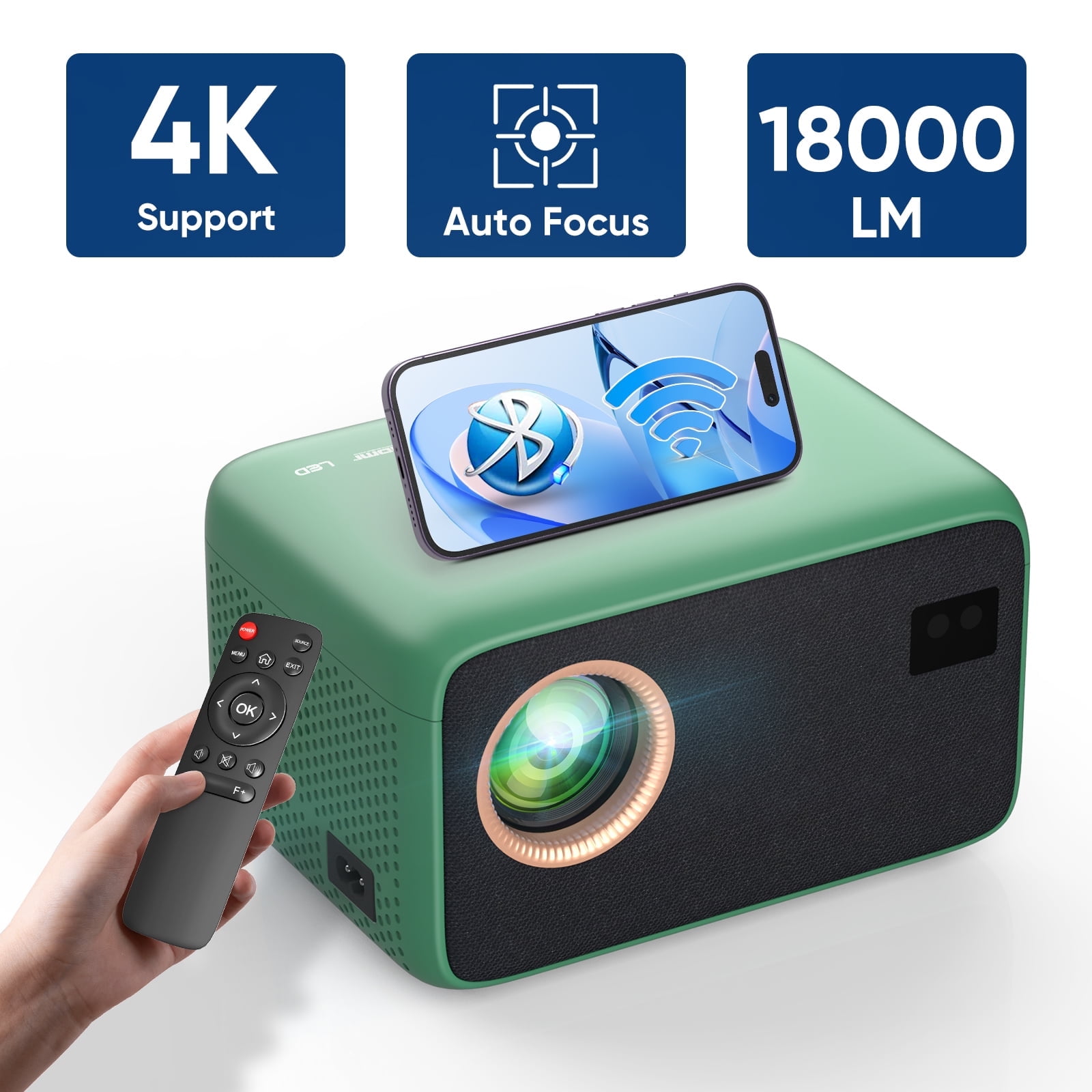 [Auto Focus]Faltopu Mini WIFI Bluetooth Projector 4K Support Native ...