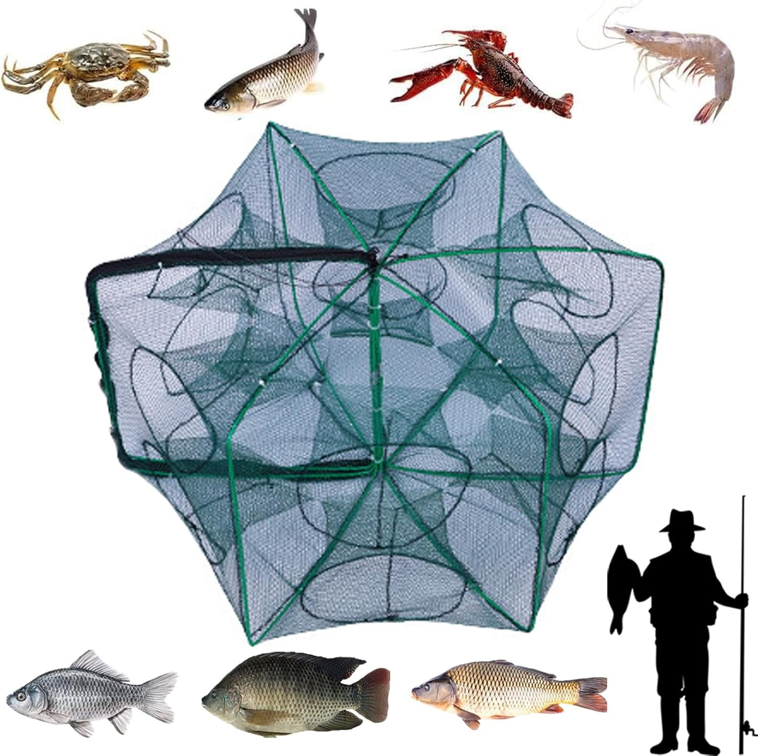 Auto-Foldable Strengthened Fishing Trap Net, The Magic Foldable Fishing ...
