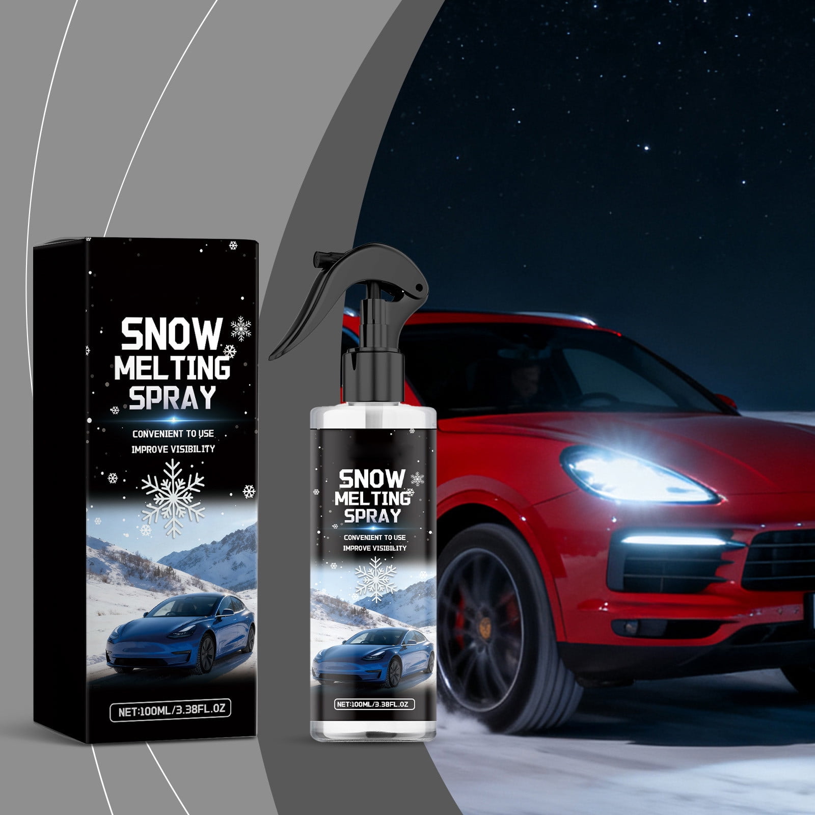 Auto Glass De-Icer Spray 100ml – Fast Snow Melt, Ice Proof Thaws in ...