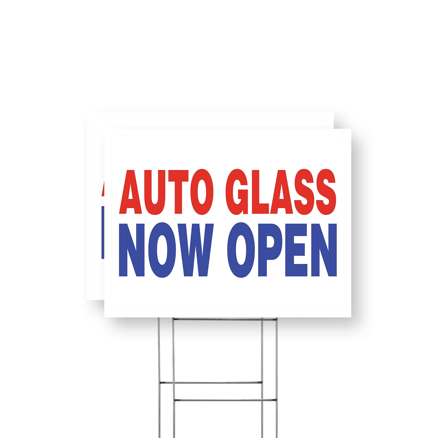 Auto Glass Now Open Yard Sign 2 Pack of 12 Inch x 16 Inch Single Sided ...