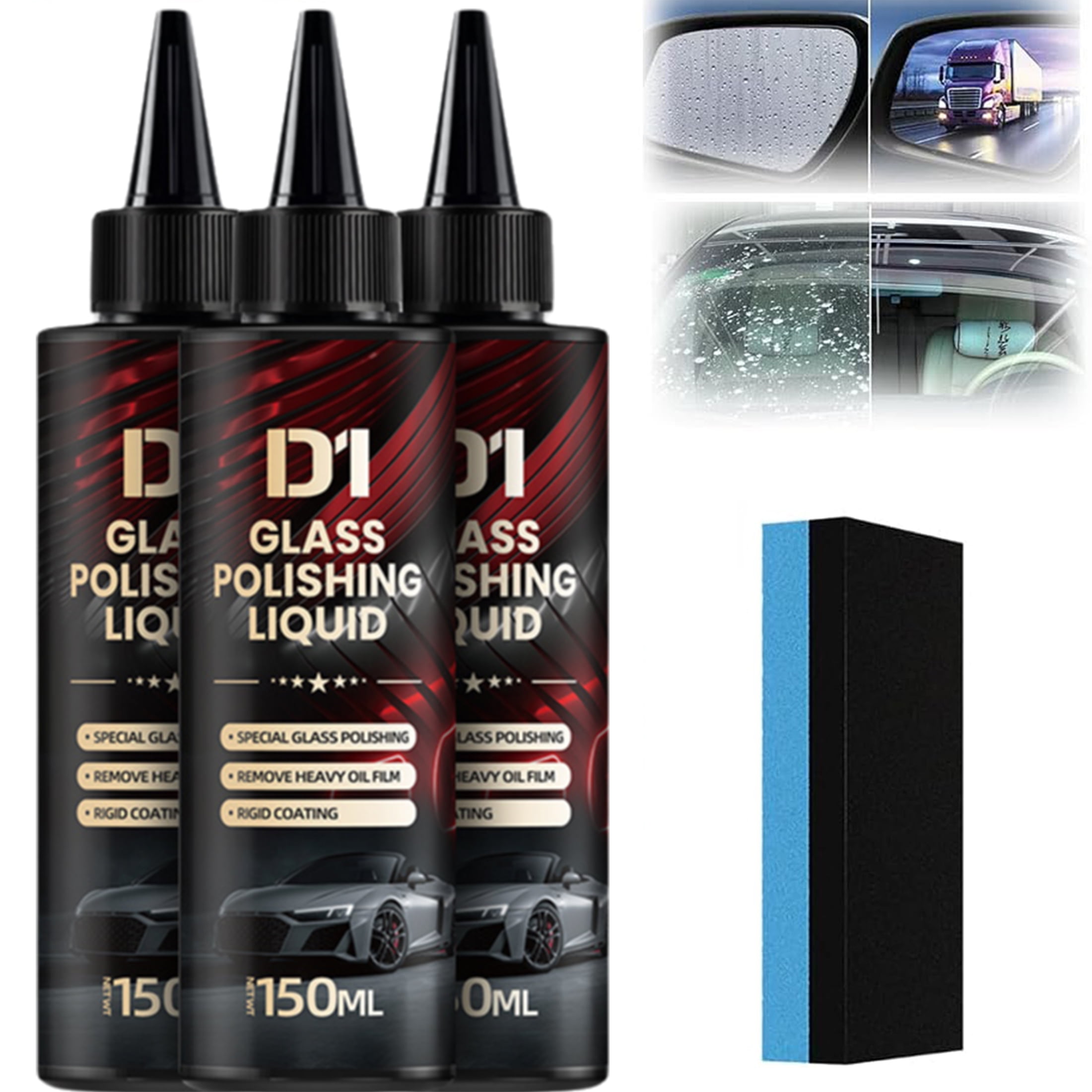 Auto Glass Scratch Care Polishing Fluid, 5.07 fl oz Car Oil Film ...