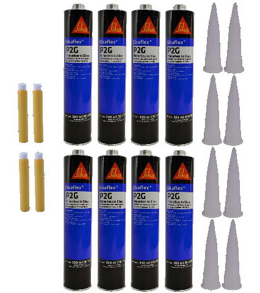 Auto Glass Urethane Adhesive Primerless to Glass 8 Tubes Sika P2G + (4 ...