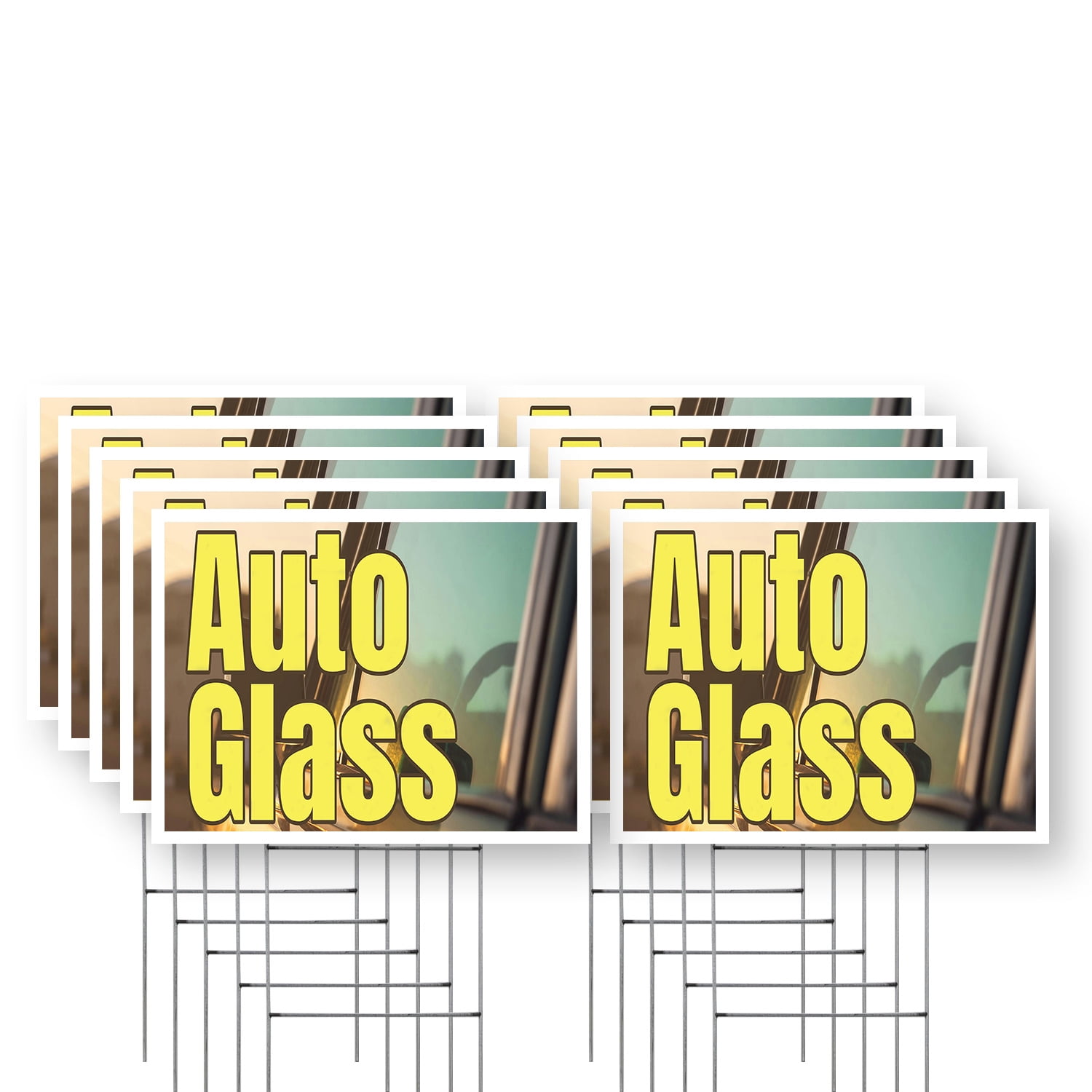 Auto Glass Yard Sign 10 Pack of 18 Inch x 24 Inch Single Sided ...