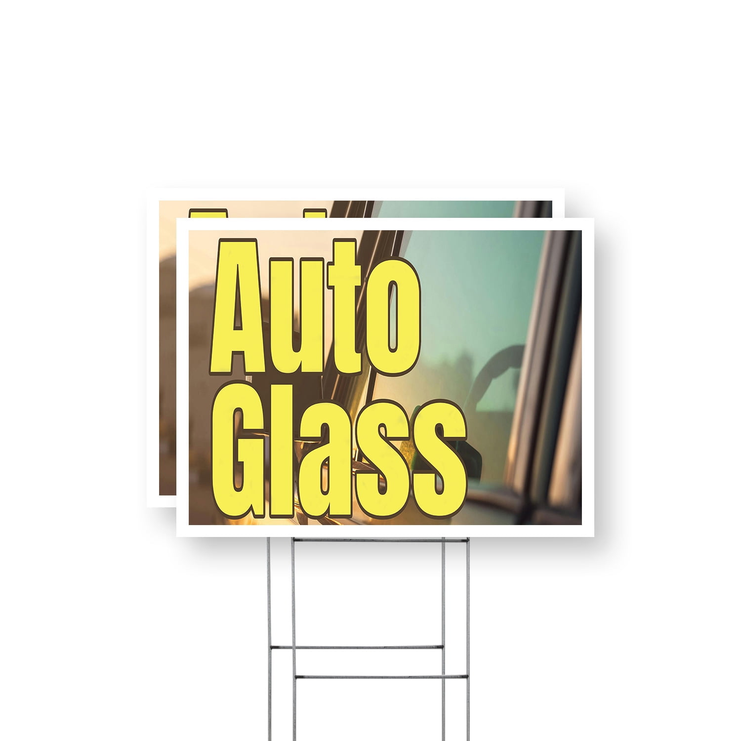 Auto Glass Yard Sign 2 Pack of 18 Inch x 24 Inch Double Sided ...
