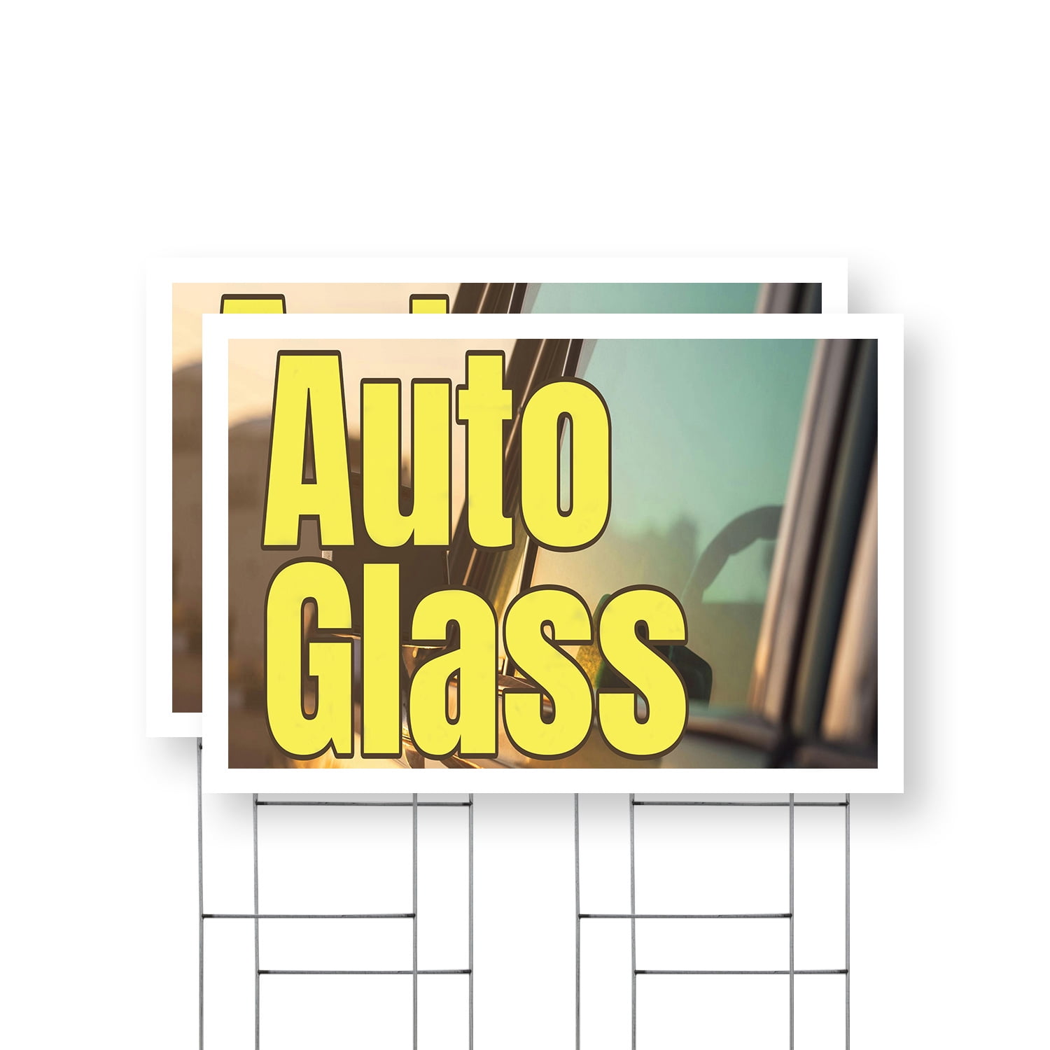 Auto Glass Yard Sign 2 Pack of 24 Inch x 36 Inch Double Sided ...