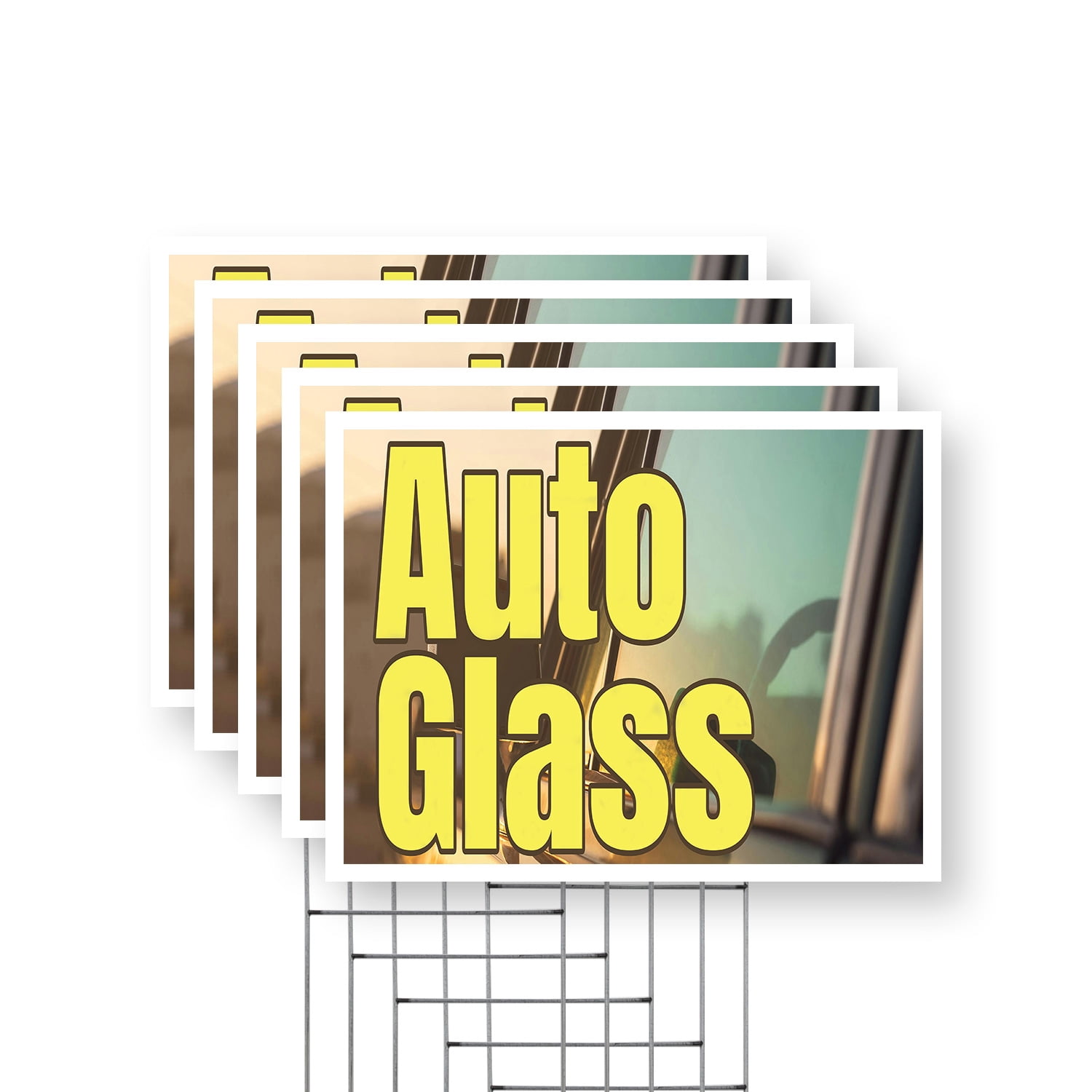 Auto Glass Yard Sign 5 Pack of 18 Inch x 24 Inch Double Sided ...