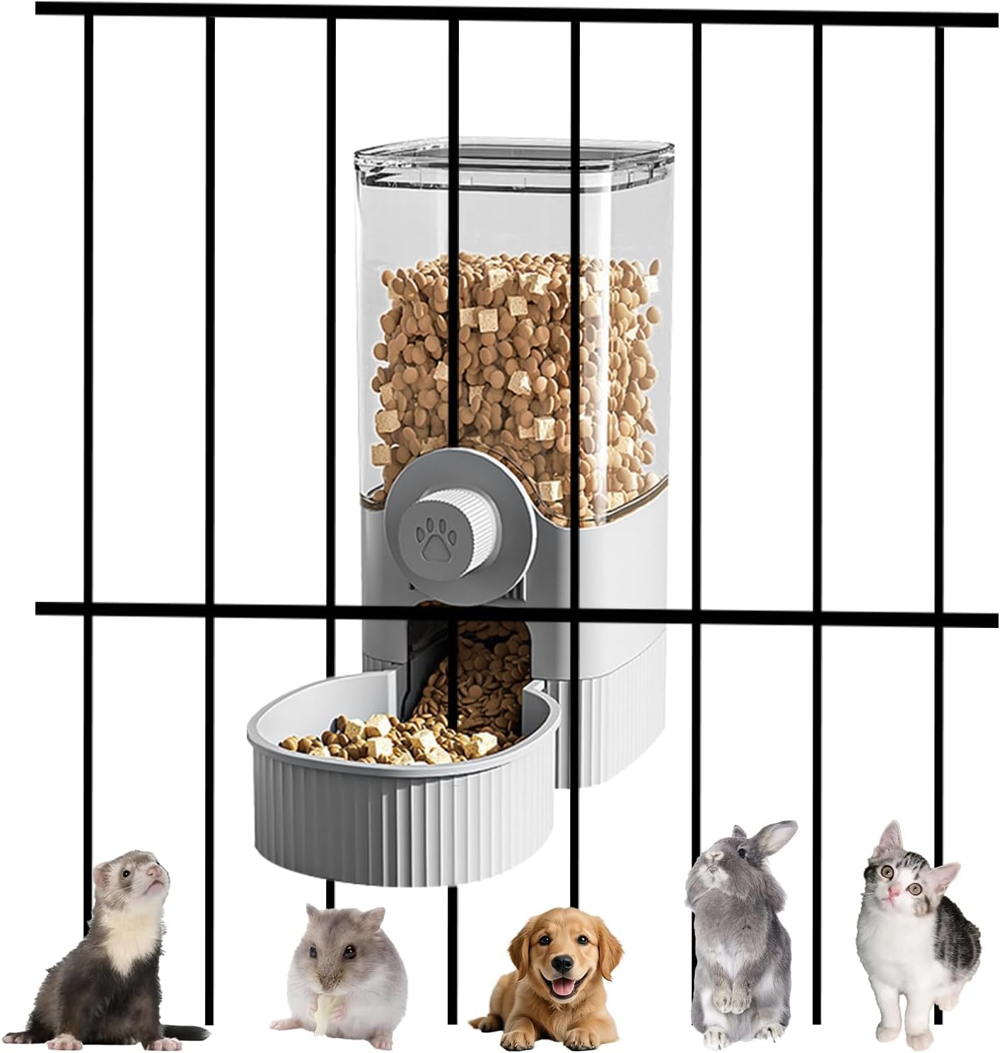 Auto Gravity Food Dispenser for Cage Hanging, 41OZ Capacity Hanging ...