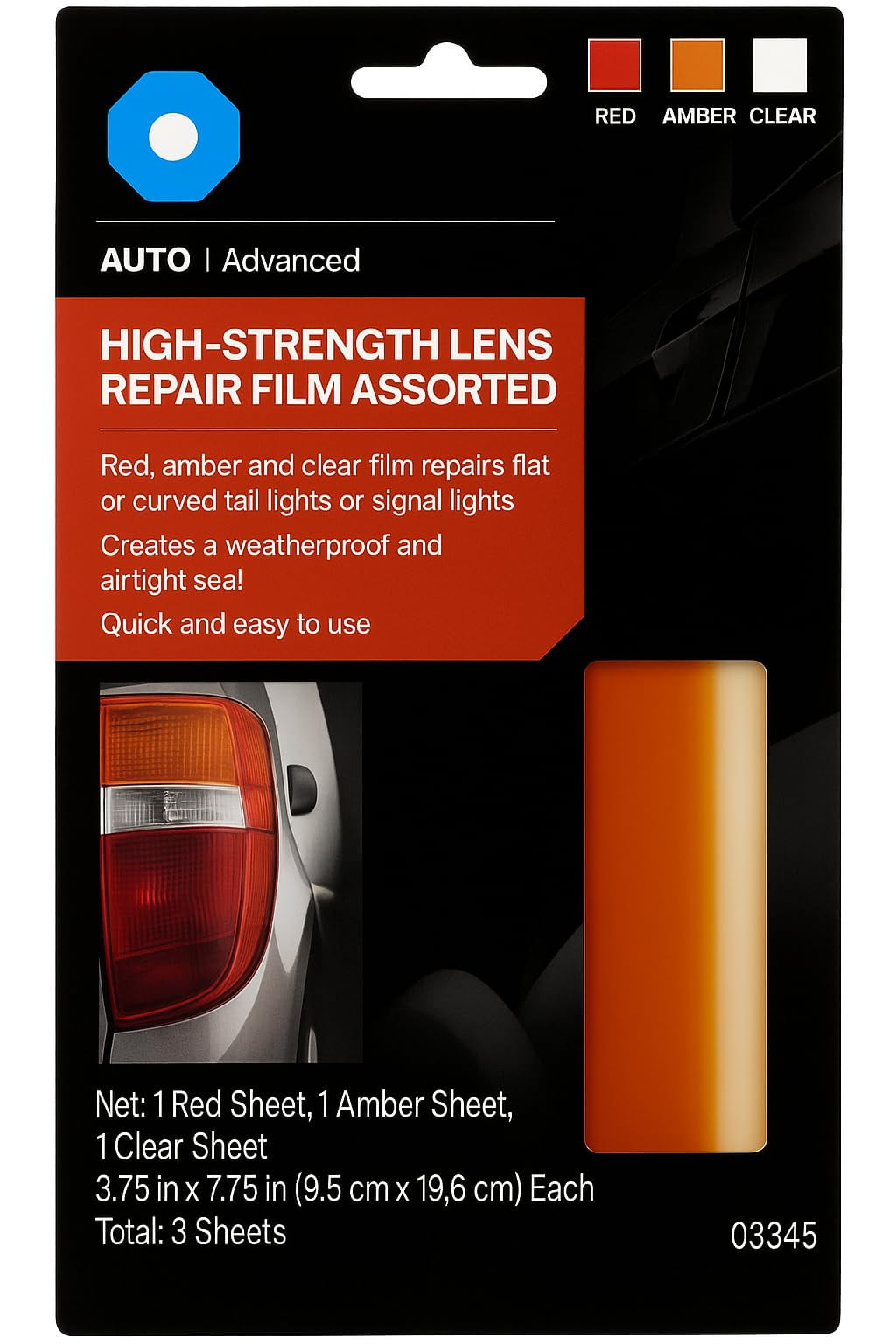 Auto High-Strength Lens Repair Film, 3.5 in x 7.75 in, Assorted Sheets ...