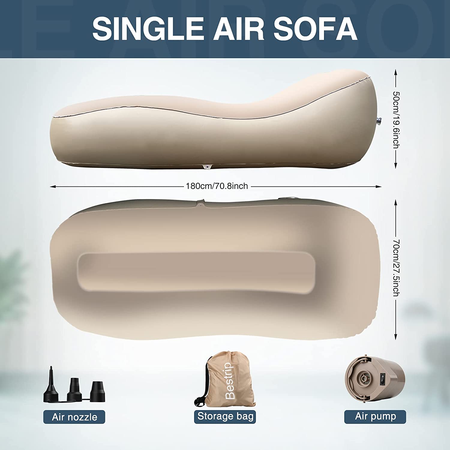 Auto Inflatable Couch Lounger with Rechargeable Pump, Quick Setup Sofa ...