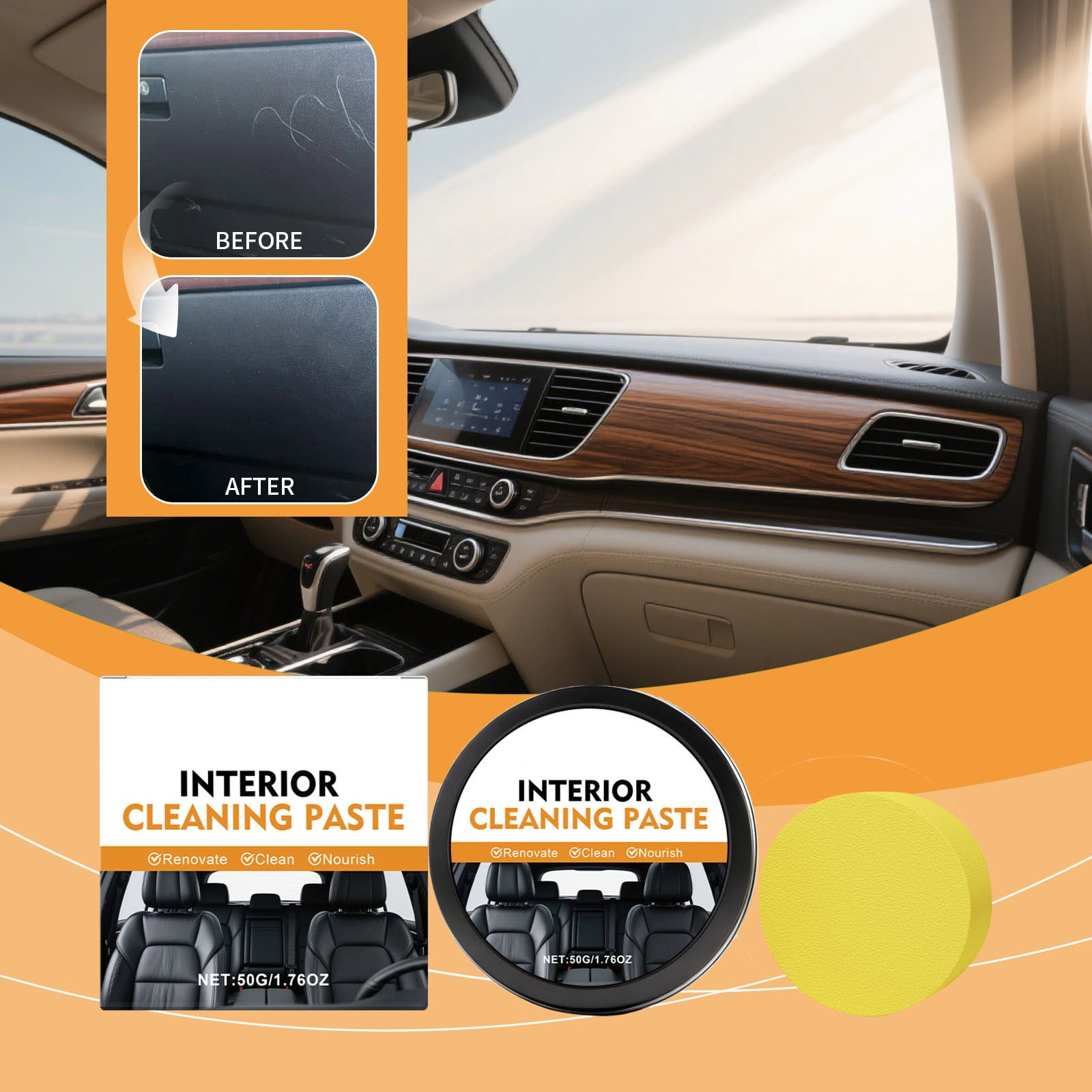 Auto Interior Care Paste, All-in-One Cleaner and Polish for Leather ...