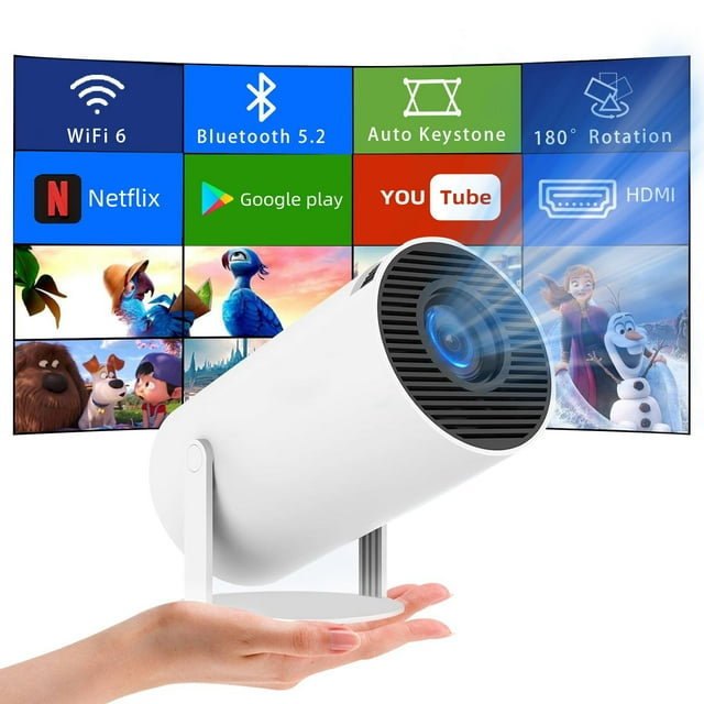 Projector 4K 1080P Support, Mini Projector Smart for Movie Projection ...