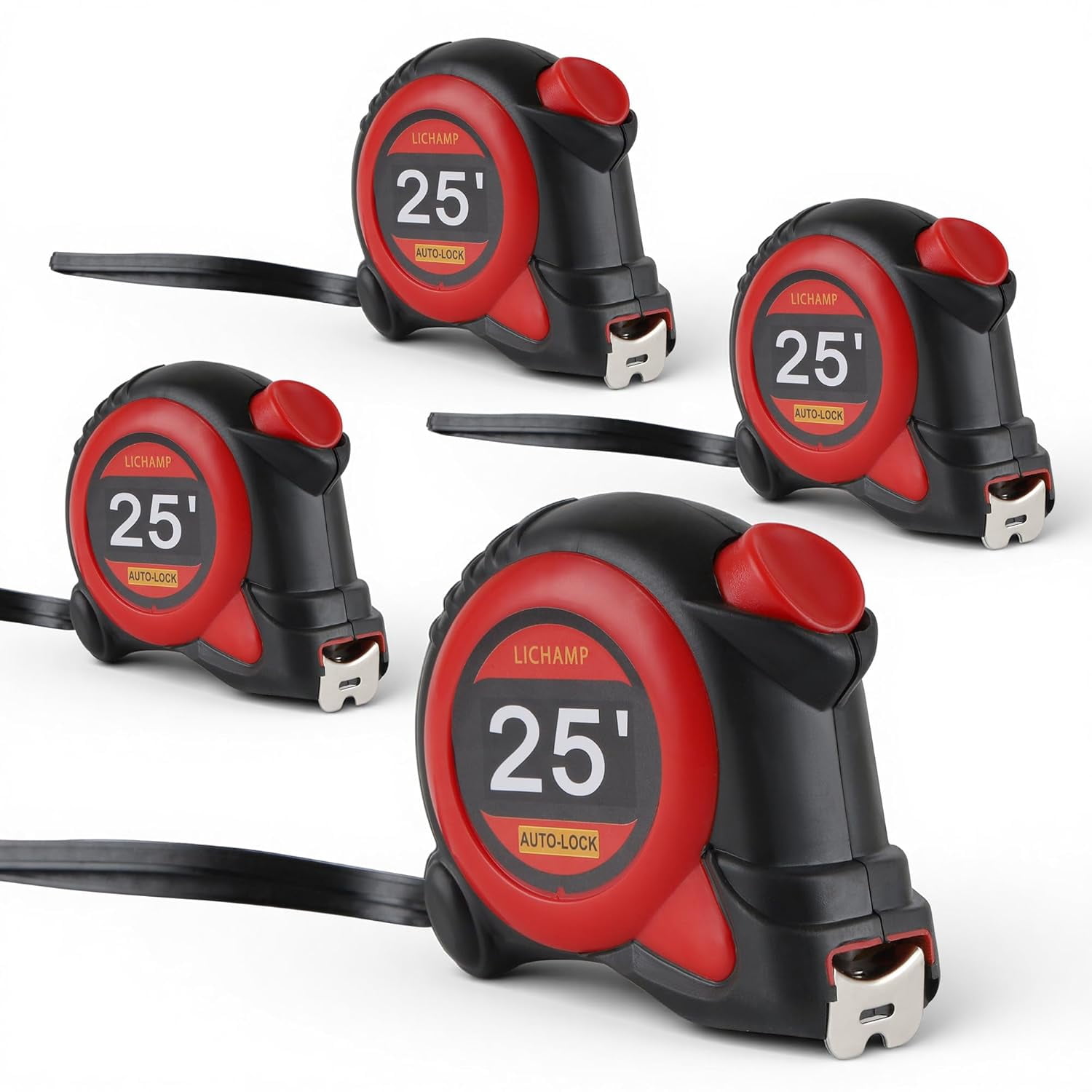 Auto Lock Tape Measure 25FT 4 Pack, Retractable and Easy Read Measuring ...