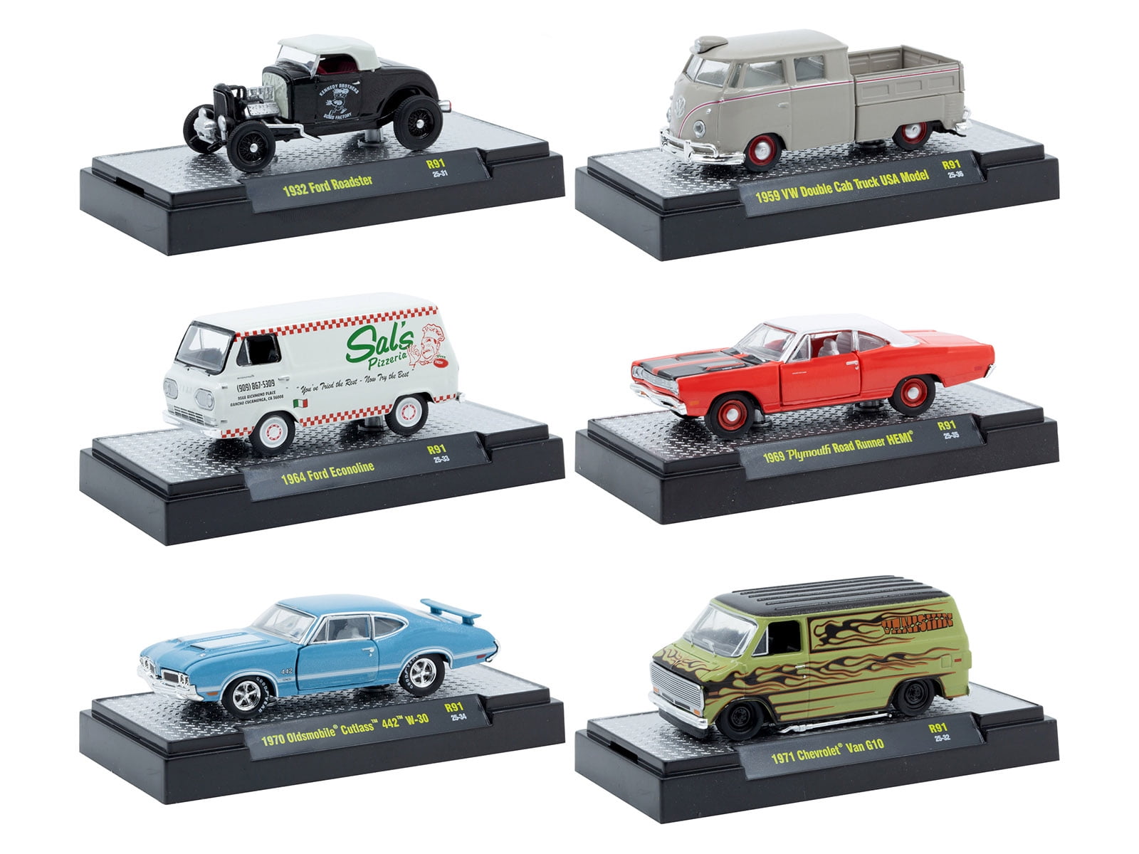"Auto Meets" Set of 6 Cars IN DISPLAY CASES Release 91 Limited Edition ...