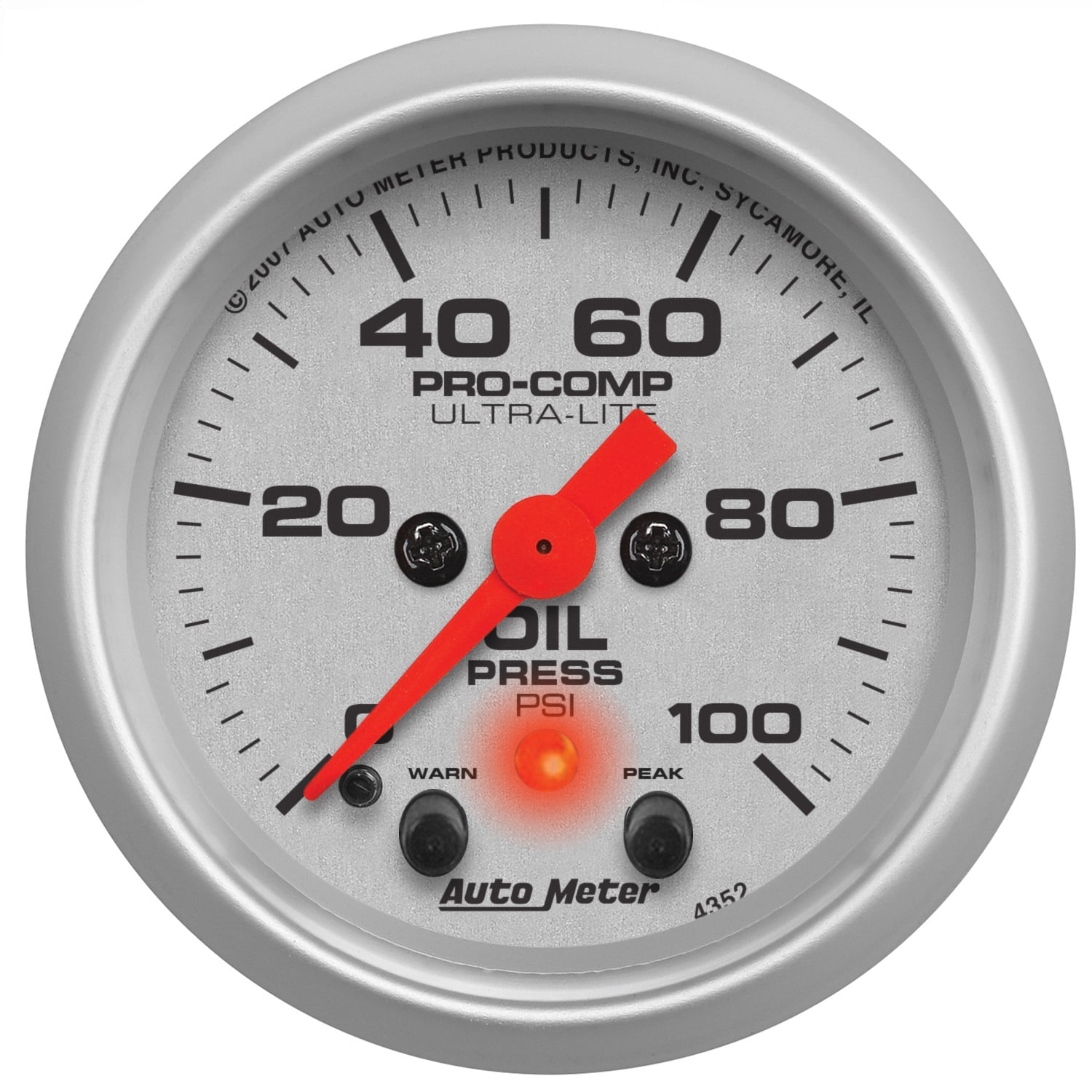 AutoMeter 4352 Ultra-Lite Electric Oil Pressure Gauge - Walmart.com