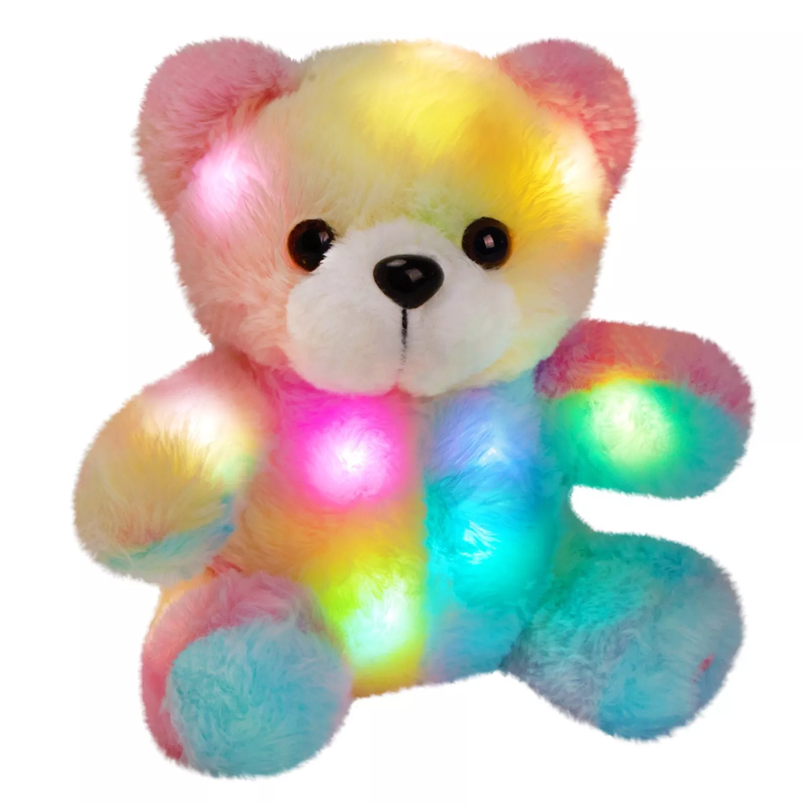 Auto-OFF Timer 8" Rainbow Bear Figure Night Light Plush Animal Toy Gift ...