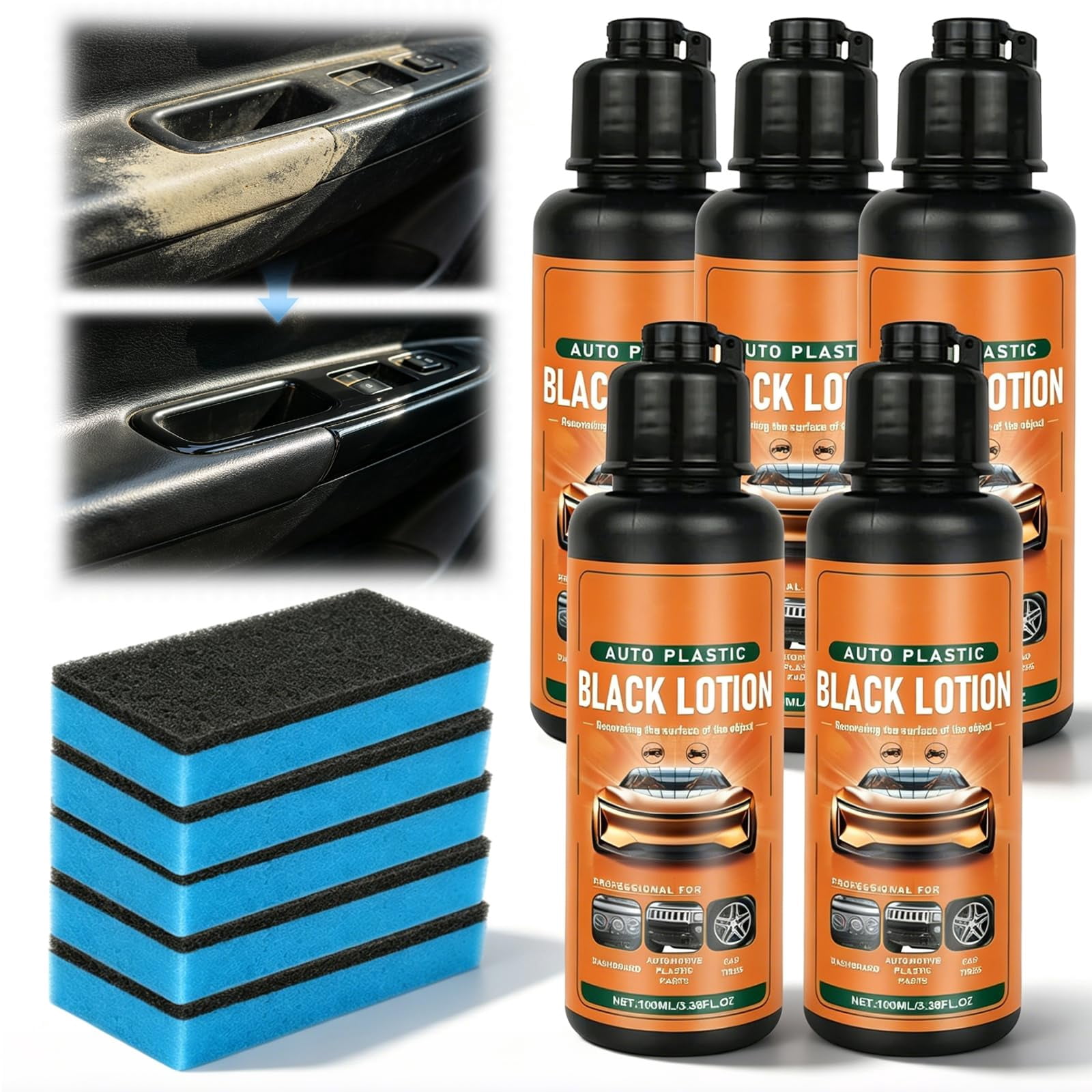 Auto Plastic Black Lotion, 100ml Car Plastic Restorer Black Kit for Car ...