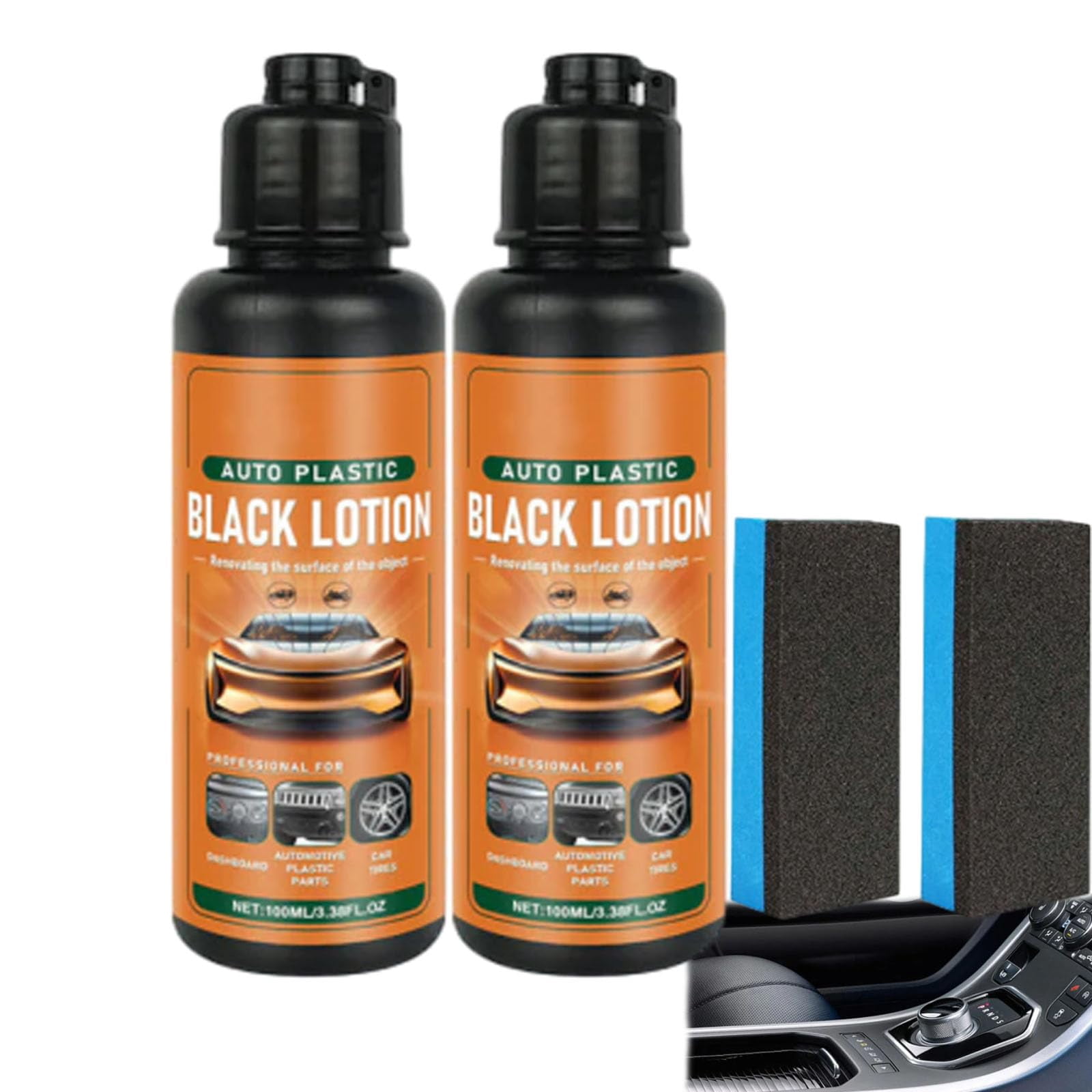 Auto Plastic Restorer Kit 100ml, Black Lotion for Dashboard Door Panel ...