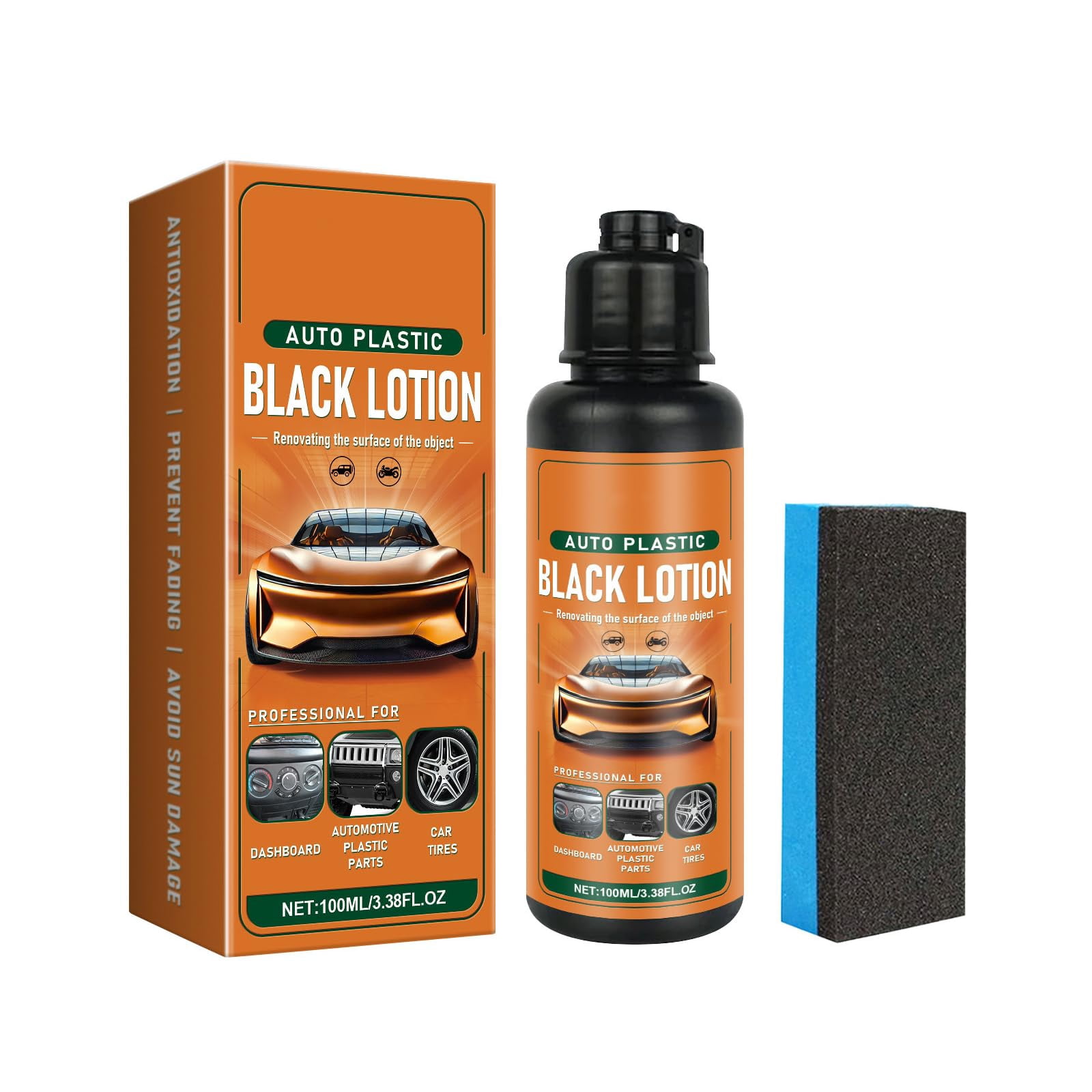 Auto Plastic Restorer Kit, Auto Plastic Black Lotion for Car Interior ...