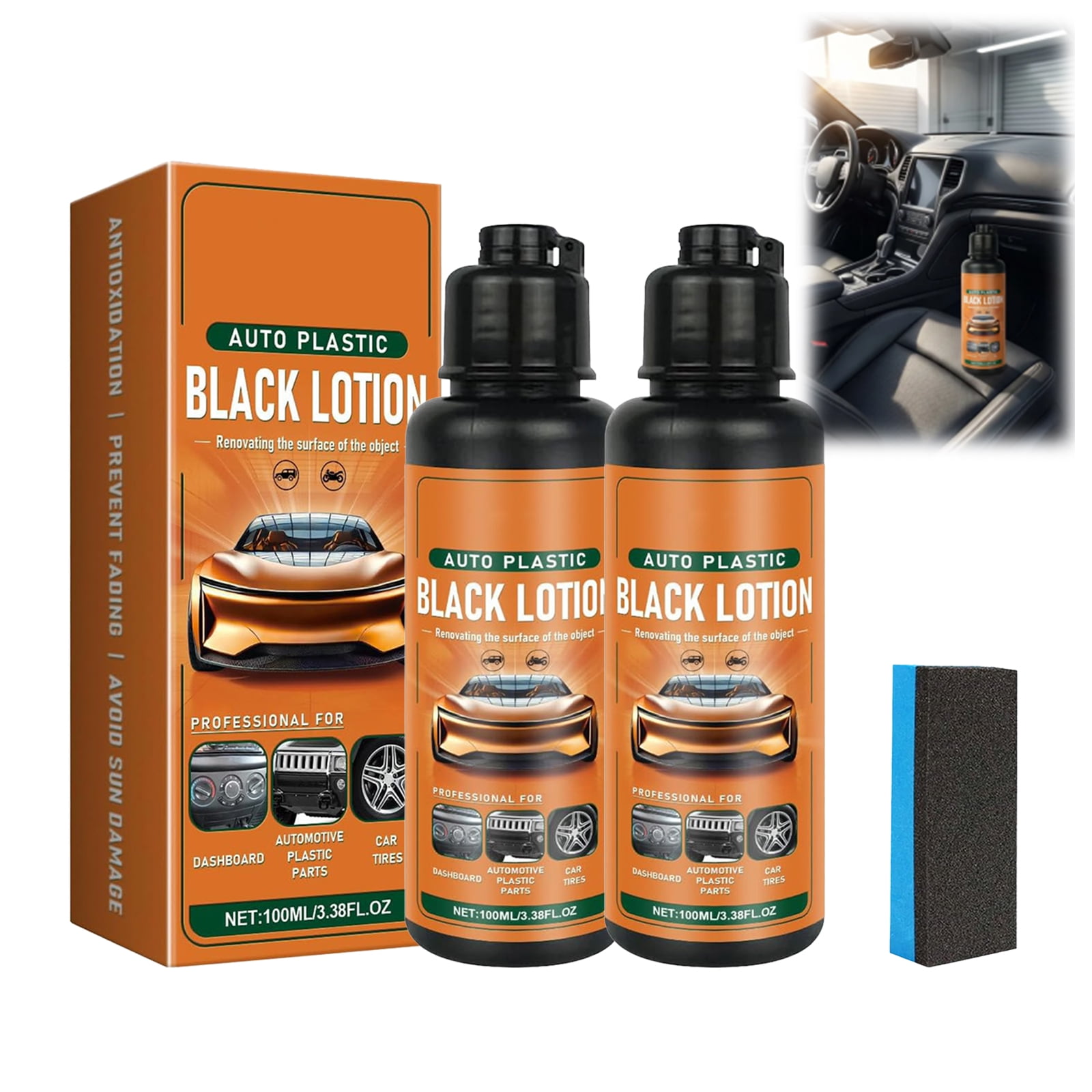 Auto Plastic Restorer Kit, Black Lotion for Car Interior Plastic, Trim ...